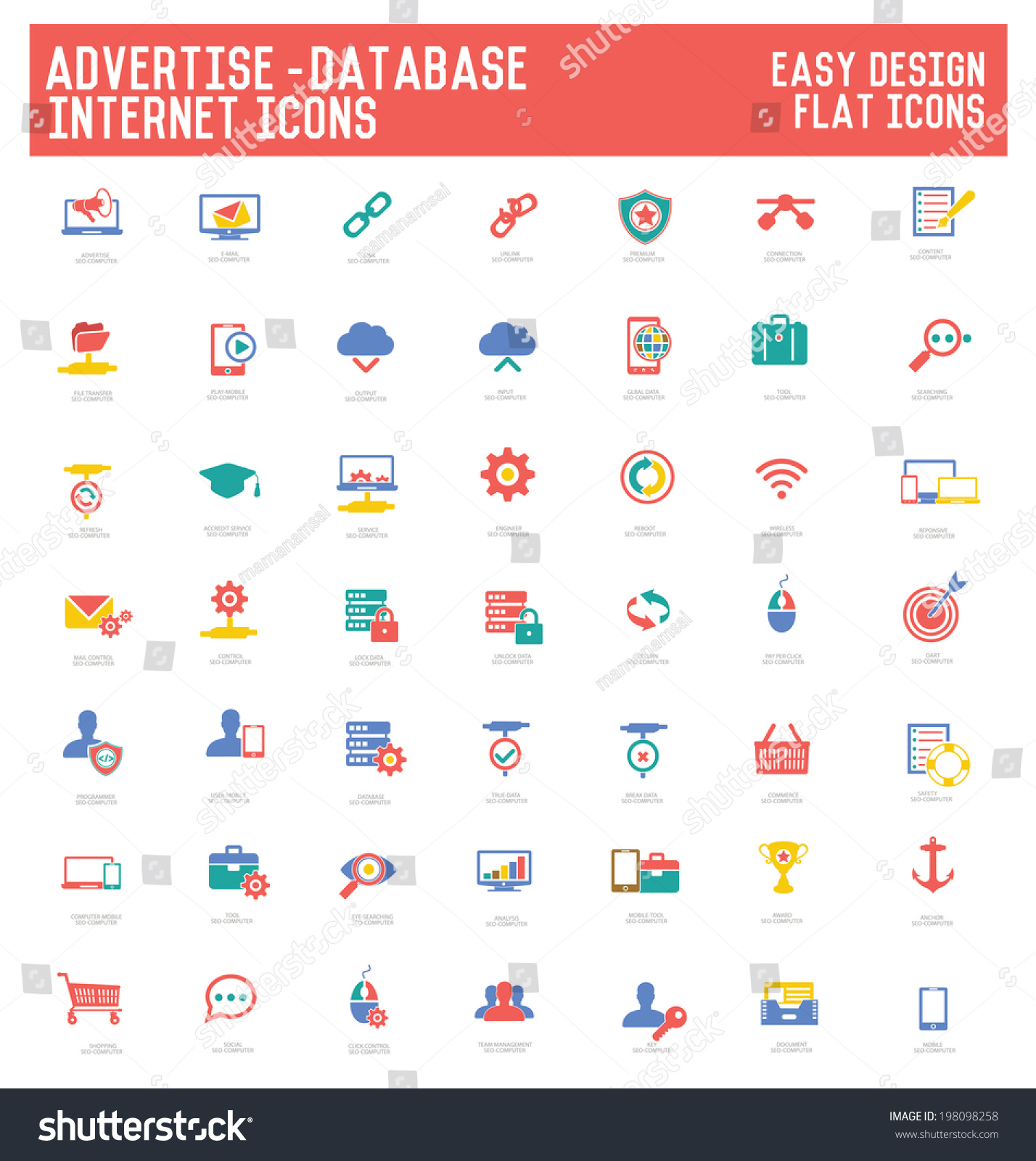 Advertisedatabase Internet Icon Set On White Stock Vector (Royalty Free ...