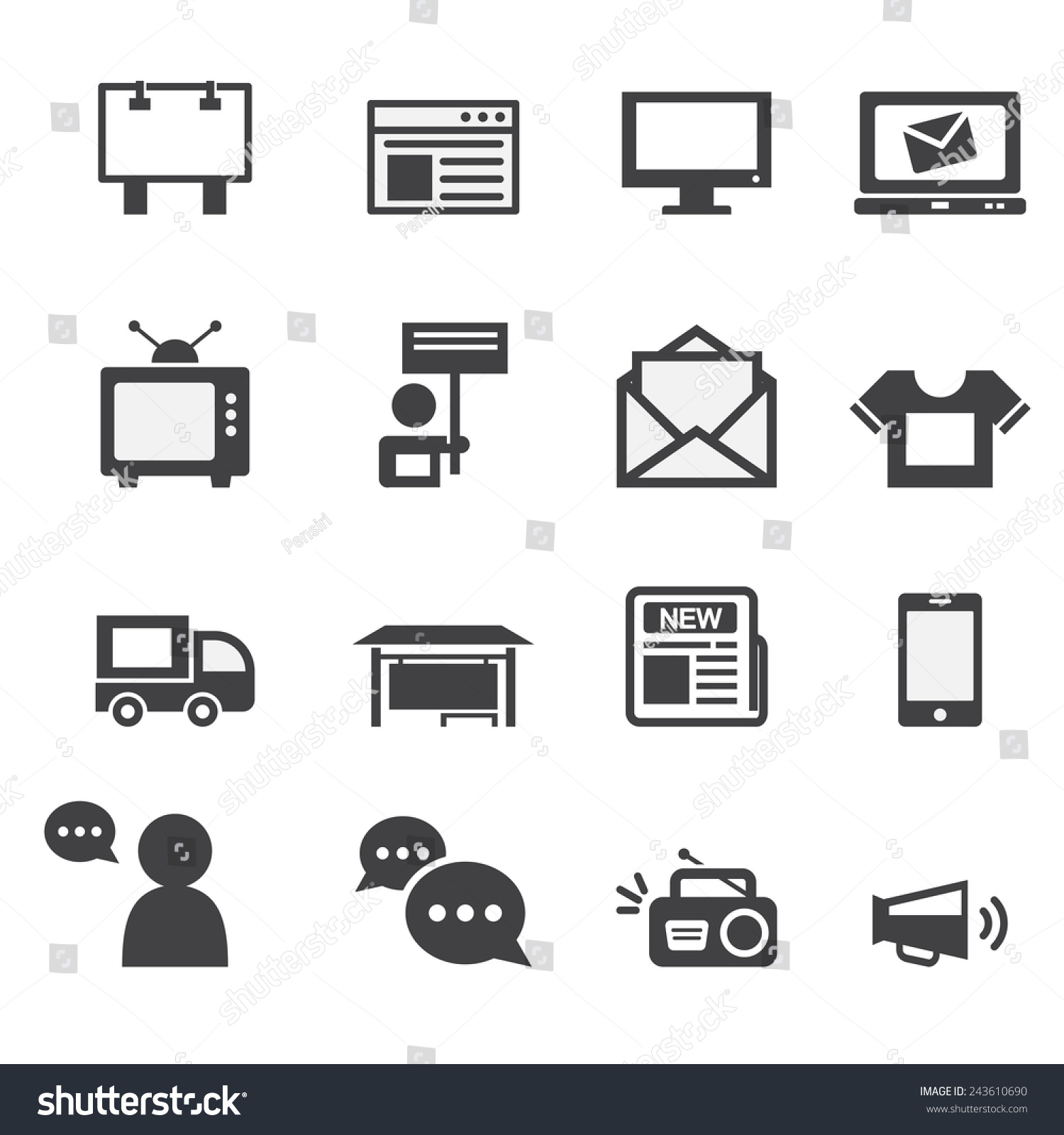 Advertisement Icons Set Stock Vector (Royalty Free) 243610690