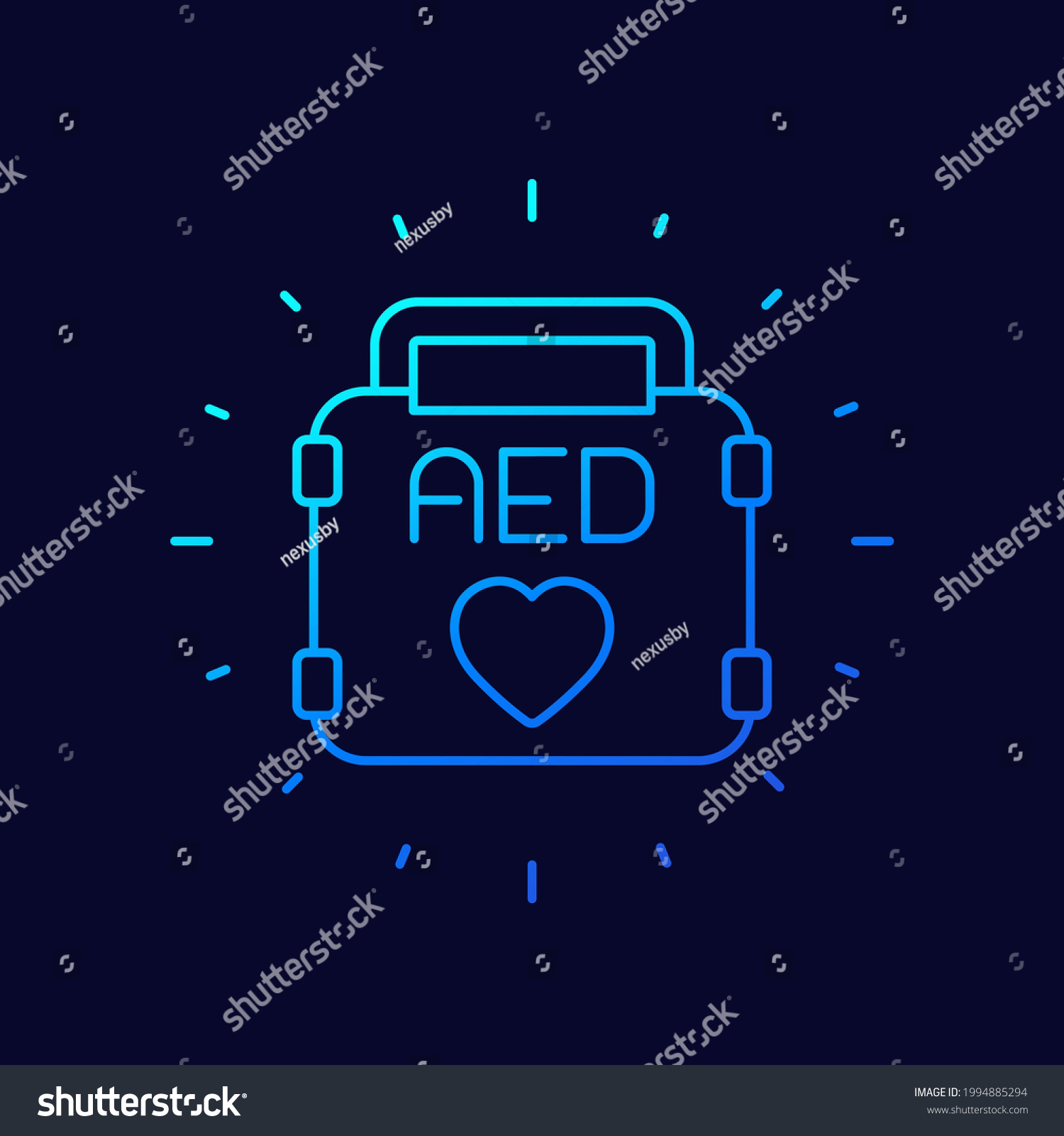 Aed Automated External Defibrillator Line Icon Stock Vector (Royalty ...