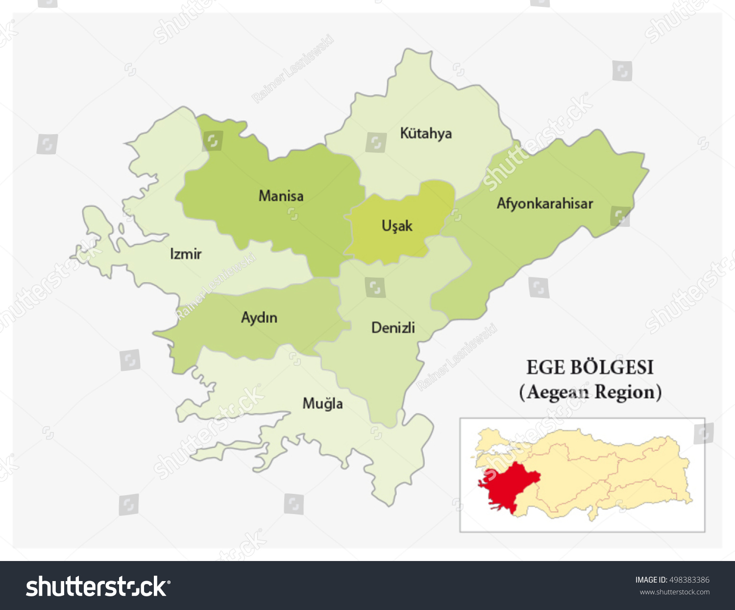 Aegean Region Map Stock Vector (Royalty Free) 498383386