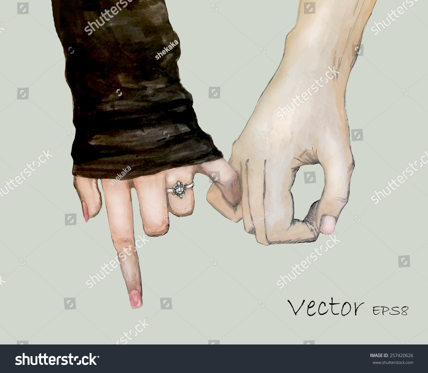 Affectionate Relationship Watercolor Freehand Drawing Vector Stock ...