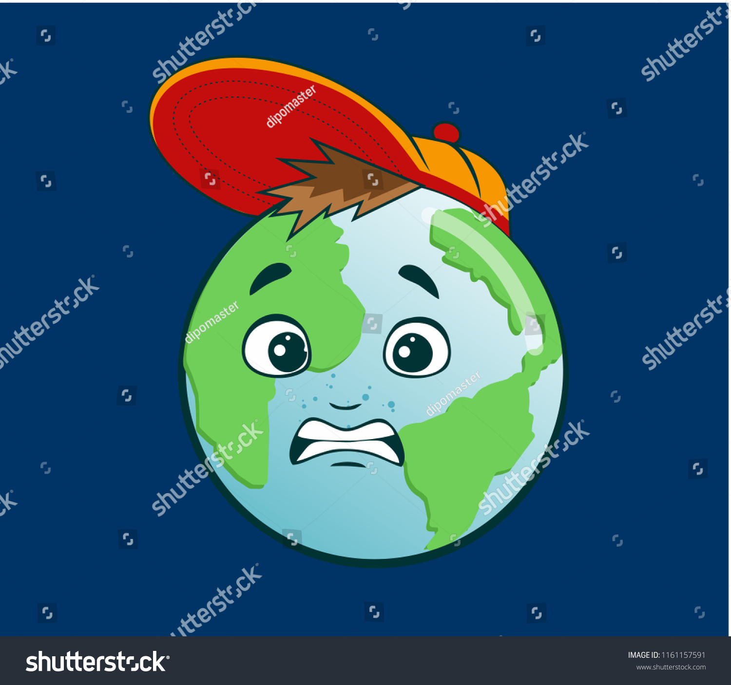 Afraid Earth Mascot Character Vector Illustration Stock Vector (Royalty ...