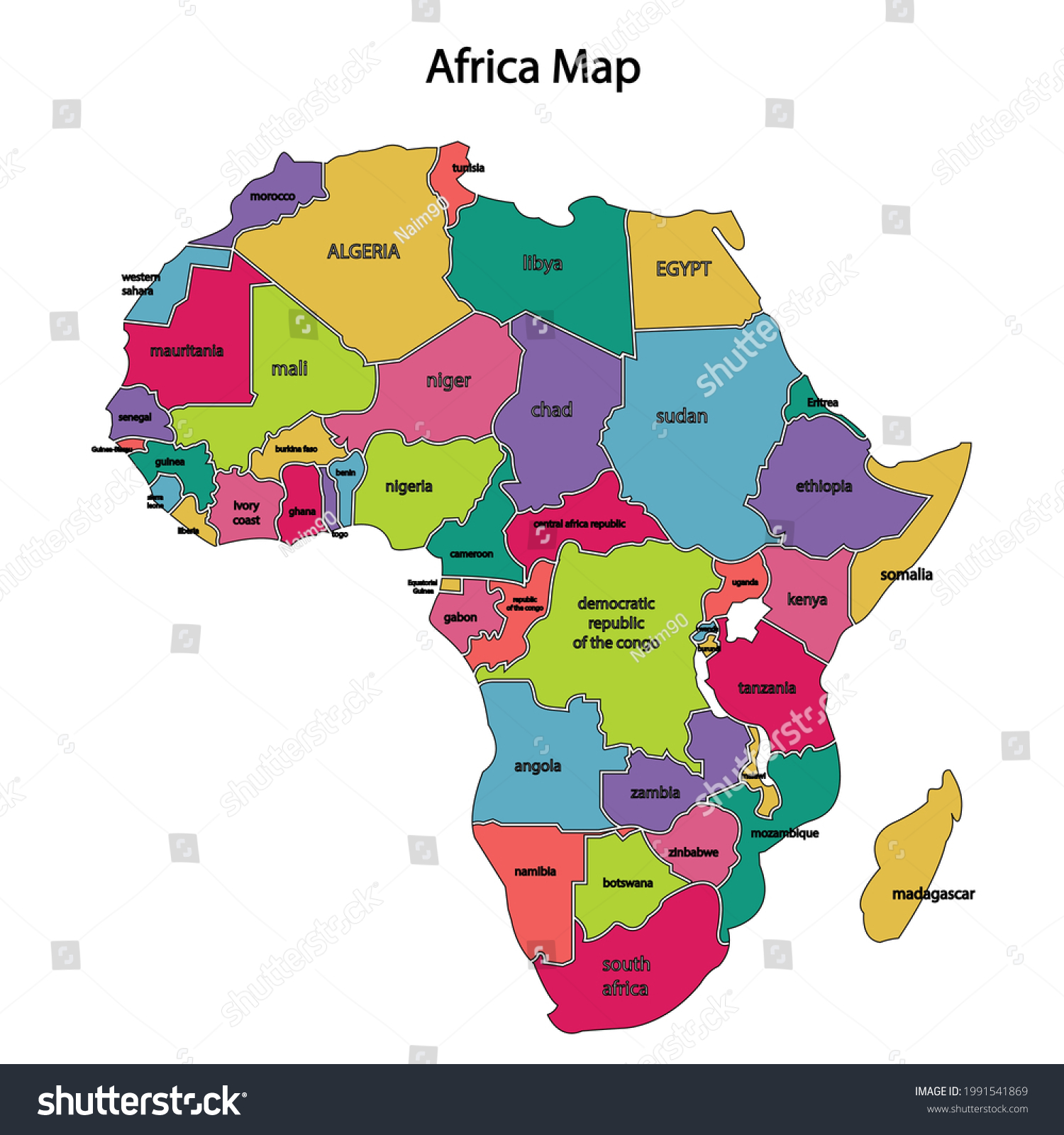 Africa Map Design Vector File Stock Vector (Royalty Free) 1991541869