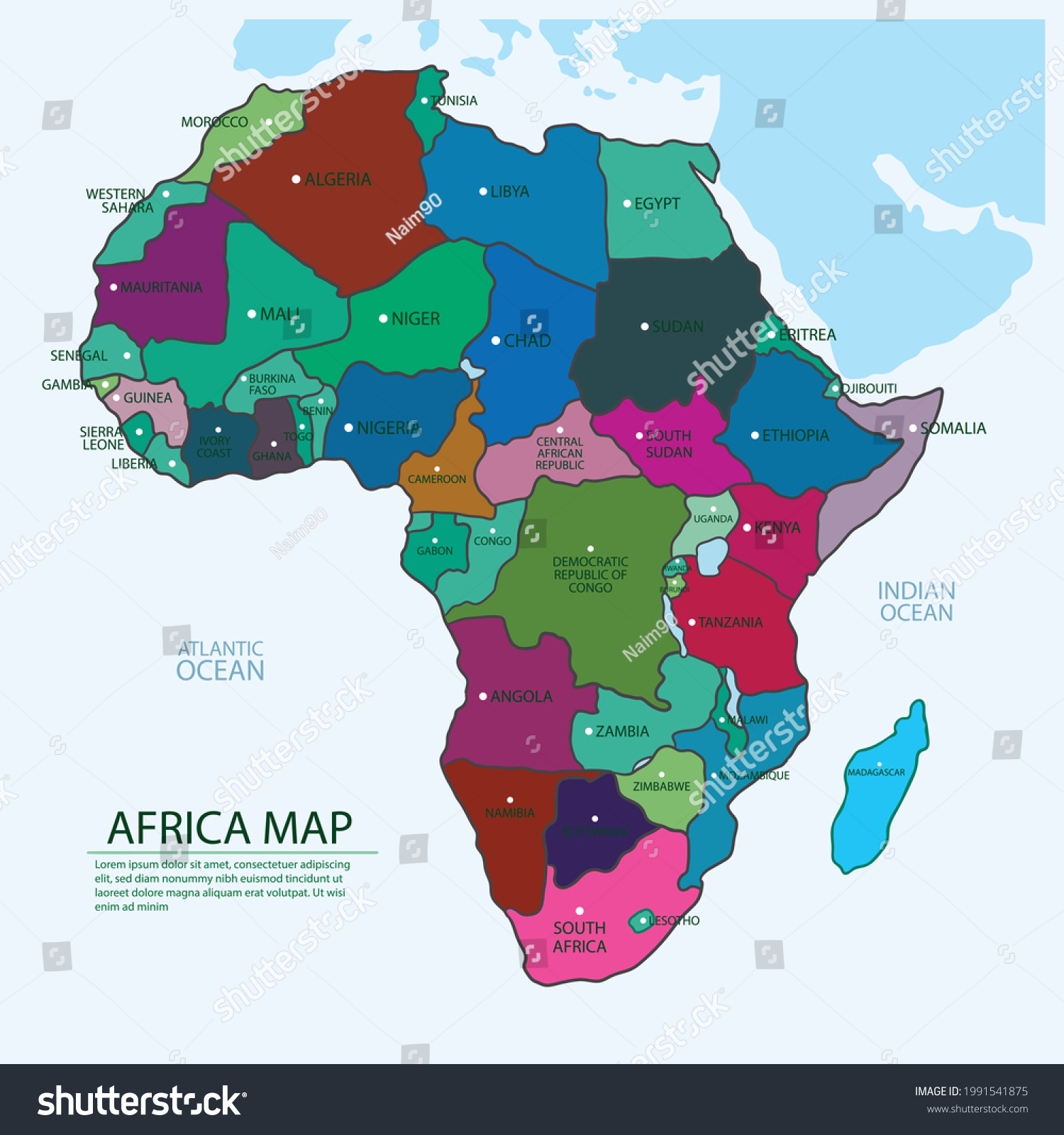 Africa Map Design Vector File Stock Vector (Royalty Free) 1991541875