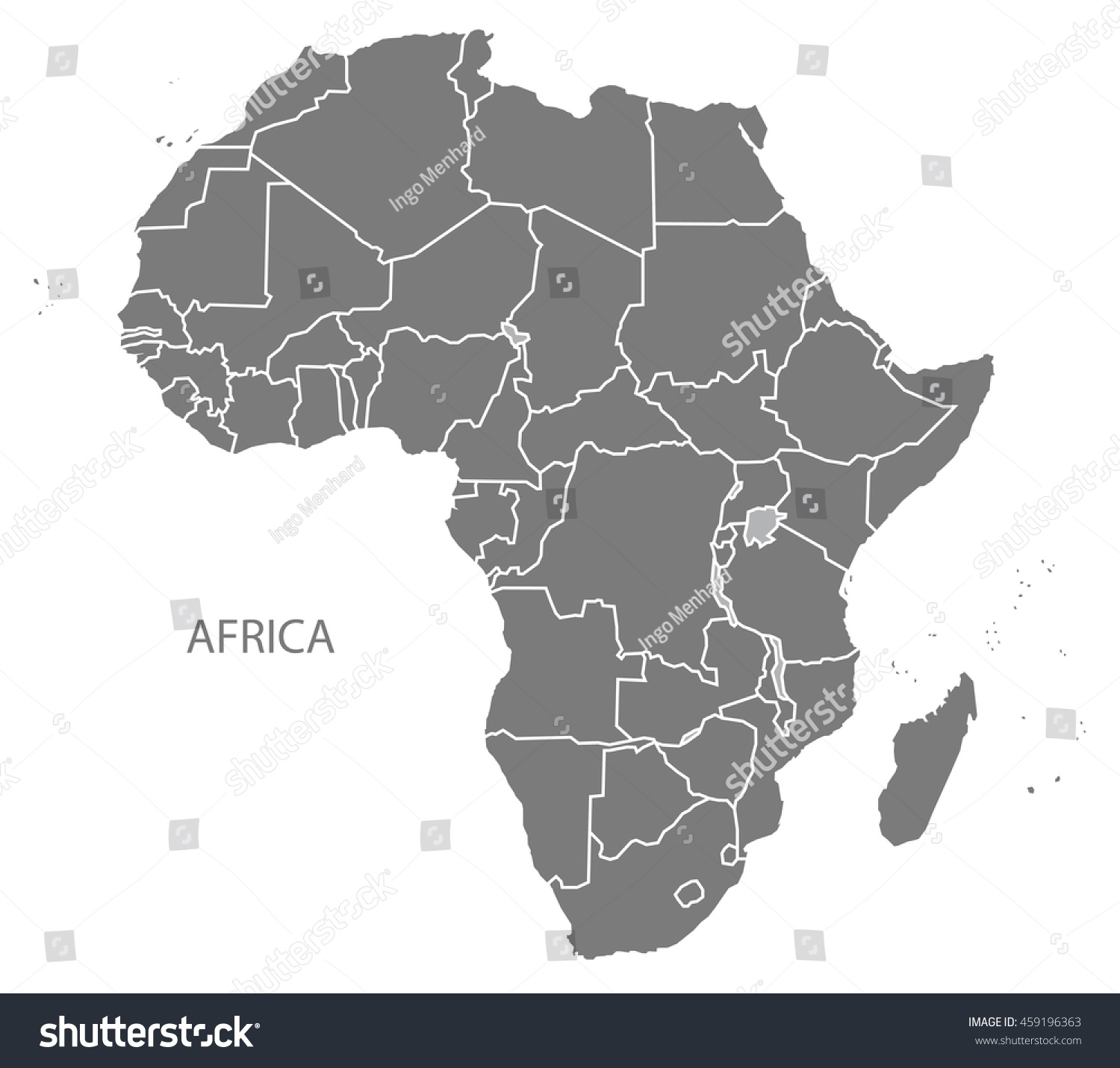 Stock vektor „Africa Map Countries Grey“ (bez autorských poplatků ...