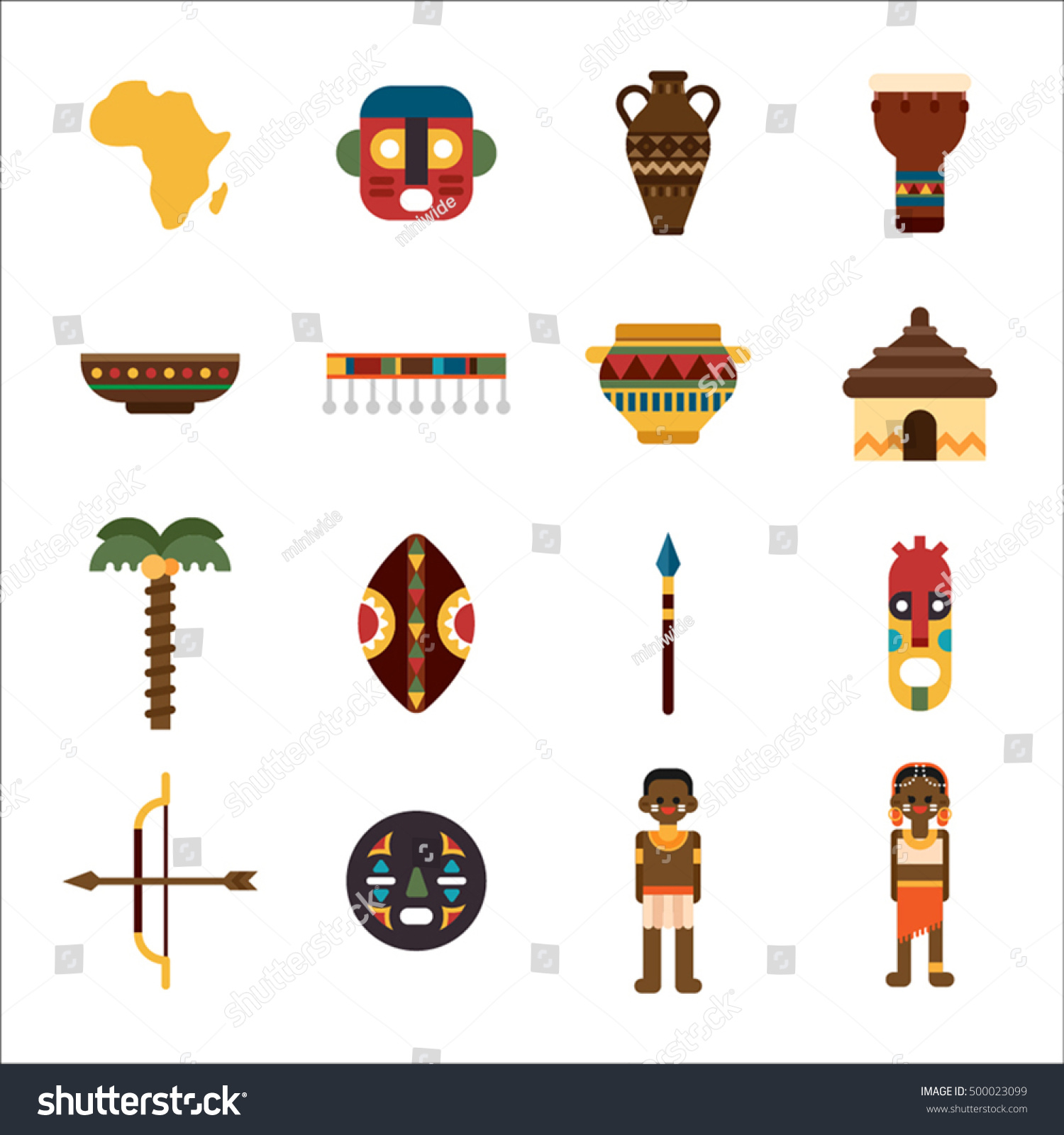 Africa Traditional Object Vector Illustration Flat: vector de stock ...