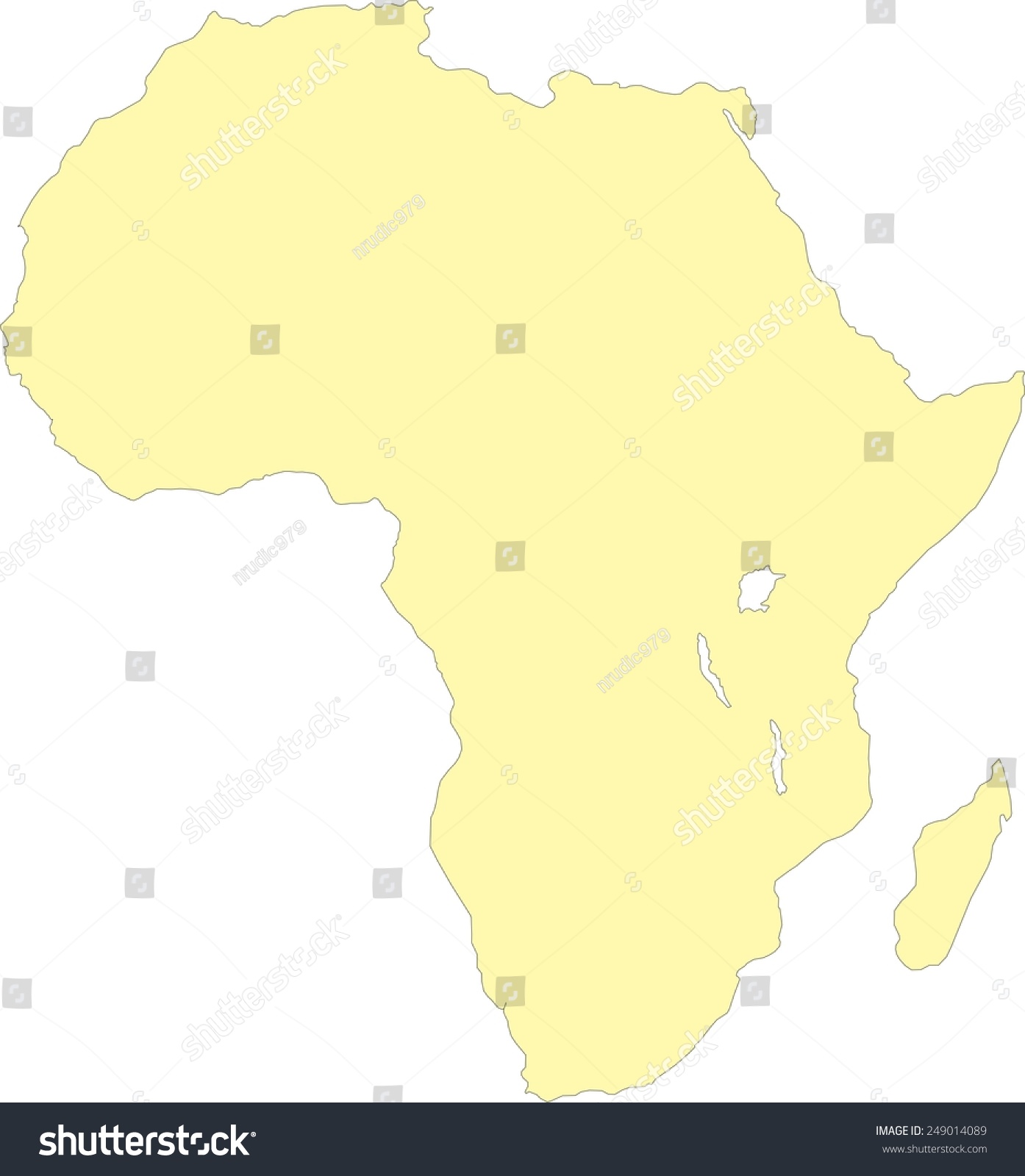 Africa Yellow Map Isolated On White Stock Vector (Royalty Free) 249014089