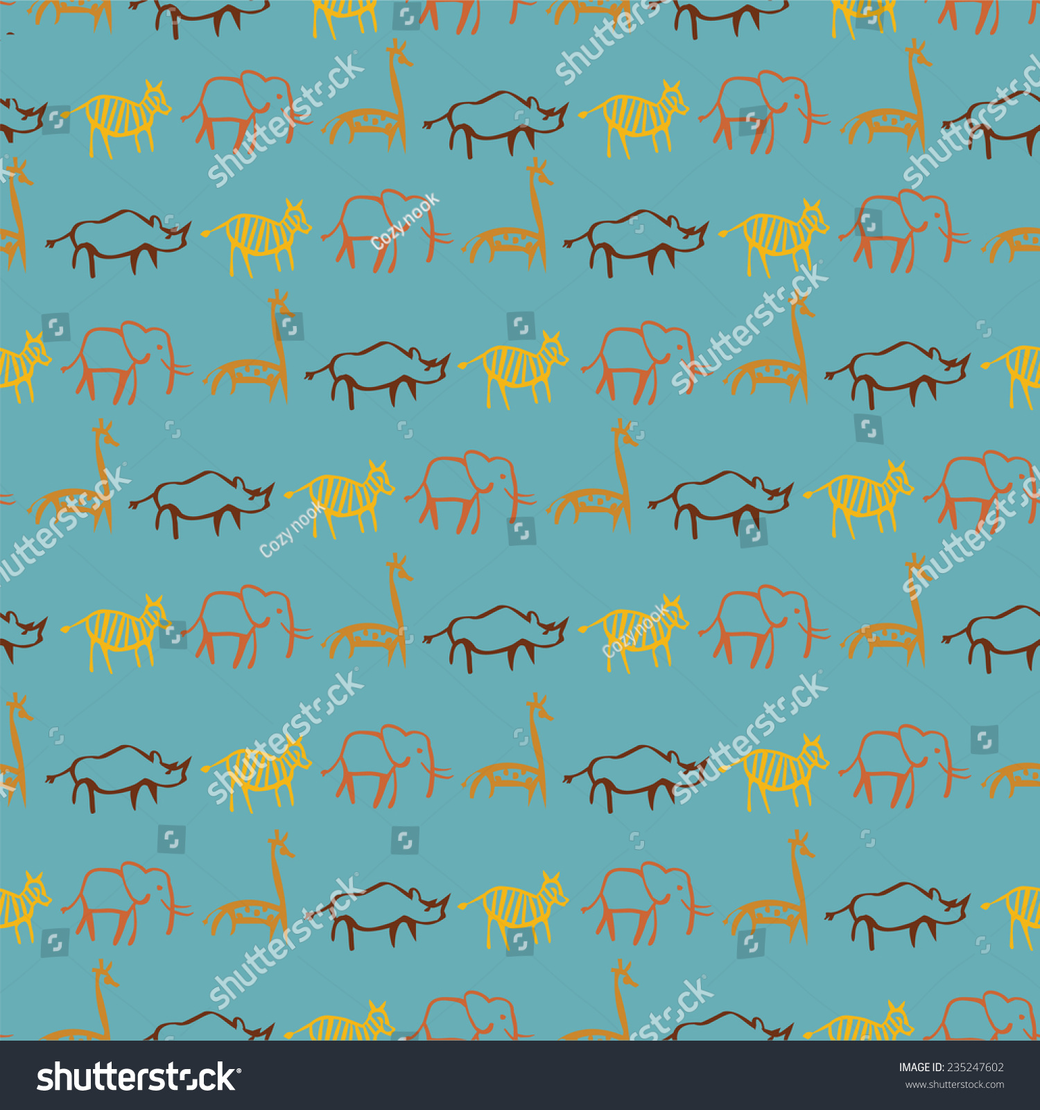 African Animals Pattern Stock Vector (Royalty Free) 235247602 ...