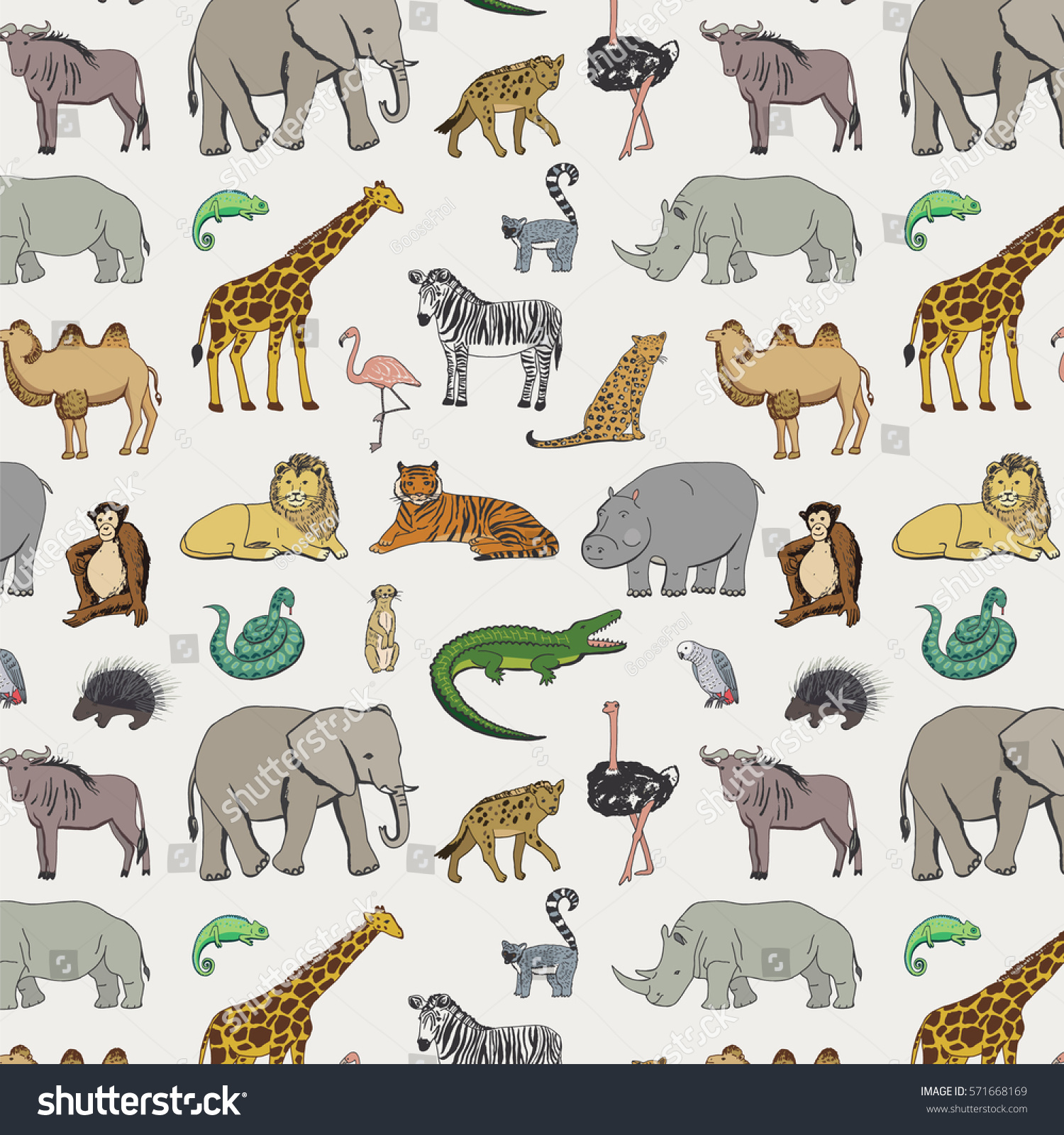 patrón de animales africanos: vector de stock (libre de regalías) 571668169