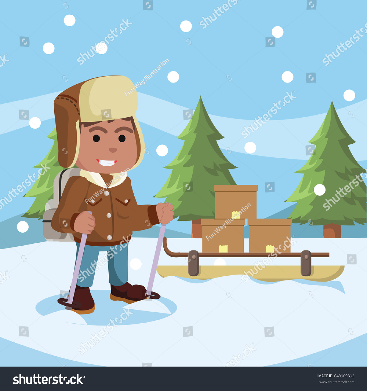 African Arctic Explorer Sledge Stock Vector (Royalty Free) 648909892
