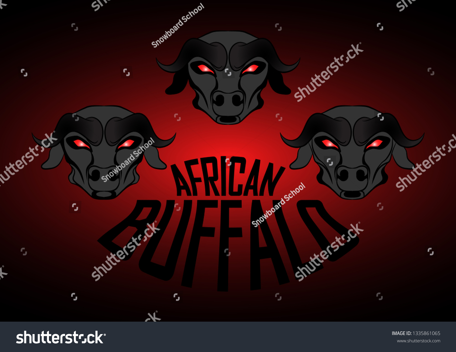 African Buffalo Red Gradient Background Stock Vector (Royalty Free ...