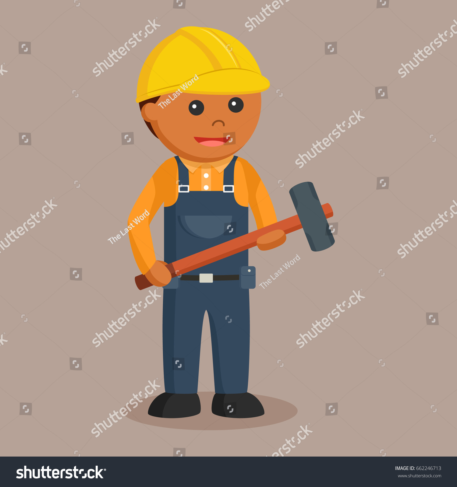 African Construction Worker Sledgehammer Stock Vector (Royalty Free ...