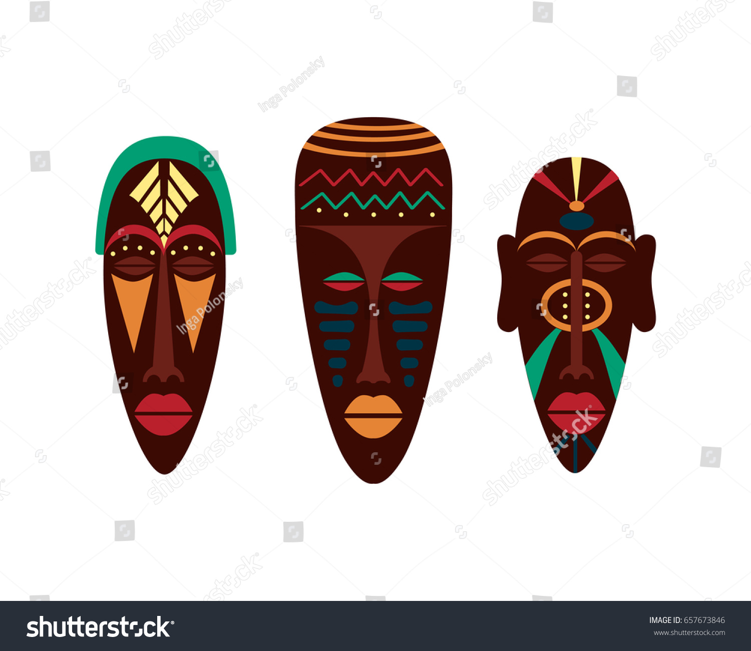 African Masks Flat Vector Illustration Stock Vector (Royalty Free ...