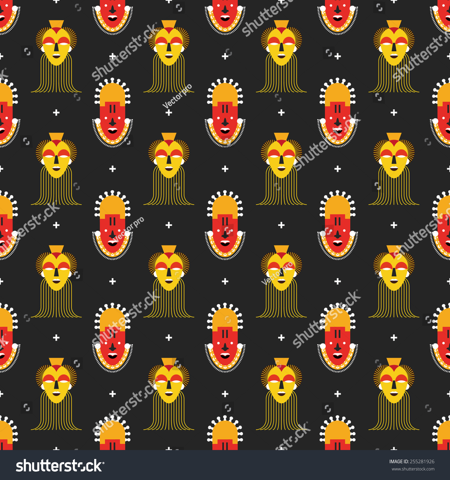 African Masks Pattern Stock Vector (Royalty Free) 255281926 | Shutterstock