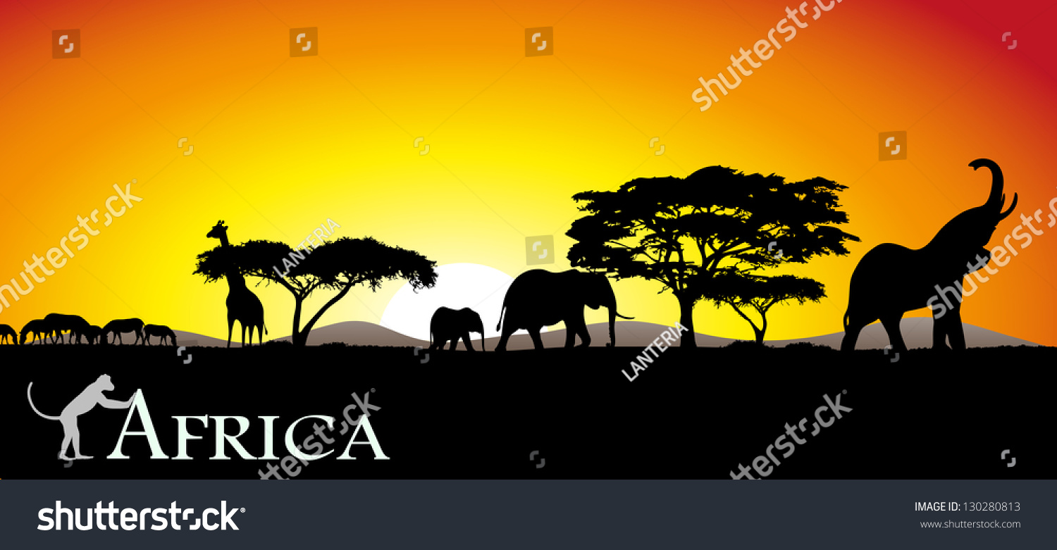 African Savanna Stock Vector (Royalty Free) 130280813