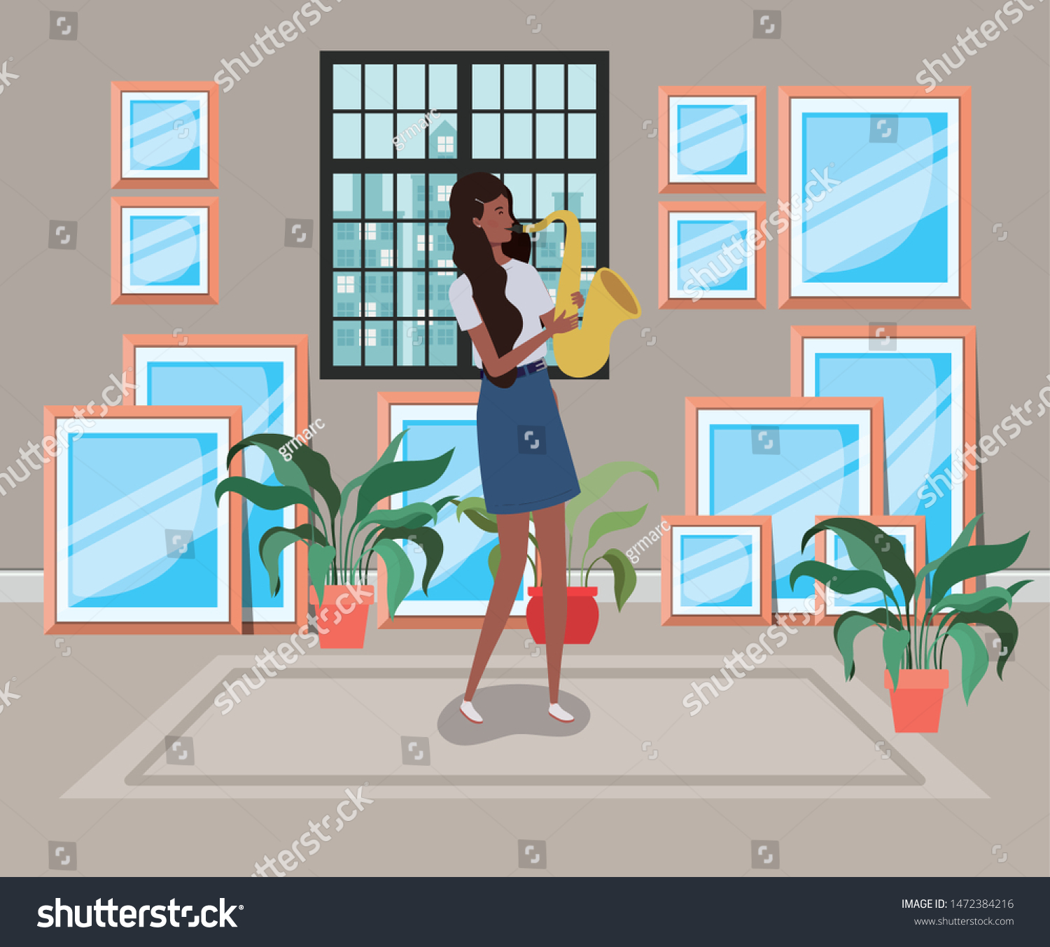 Afro Woman Playing Saxophone Character Stock Vector (Royalty Free ... Afro Woman Playing Saxophone Character Stock Vector (Royalty Free ...