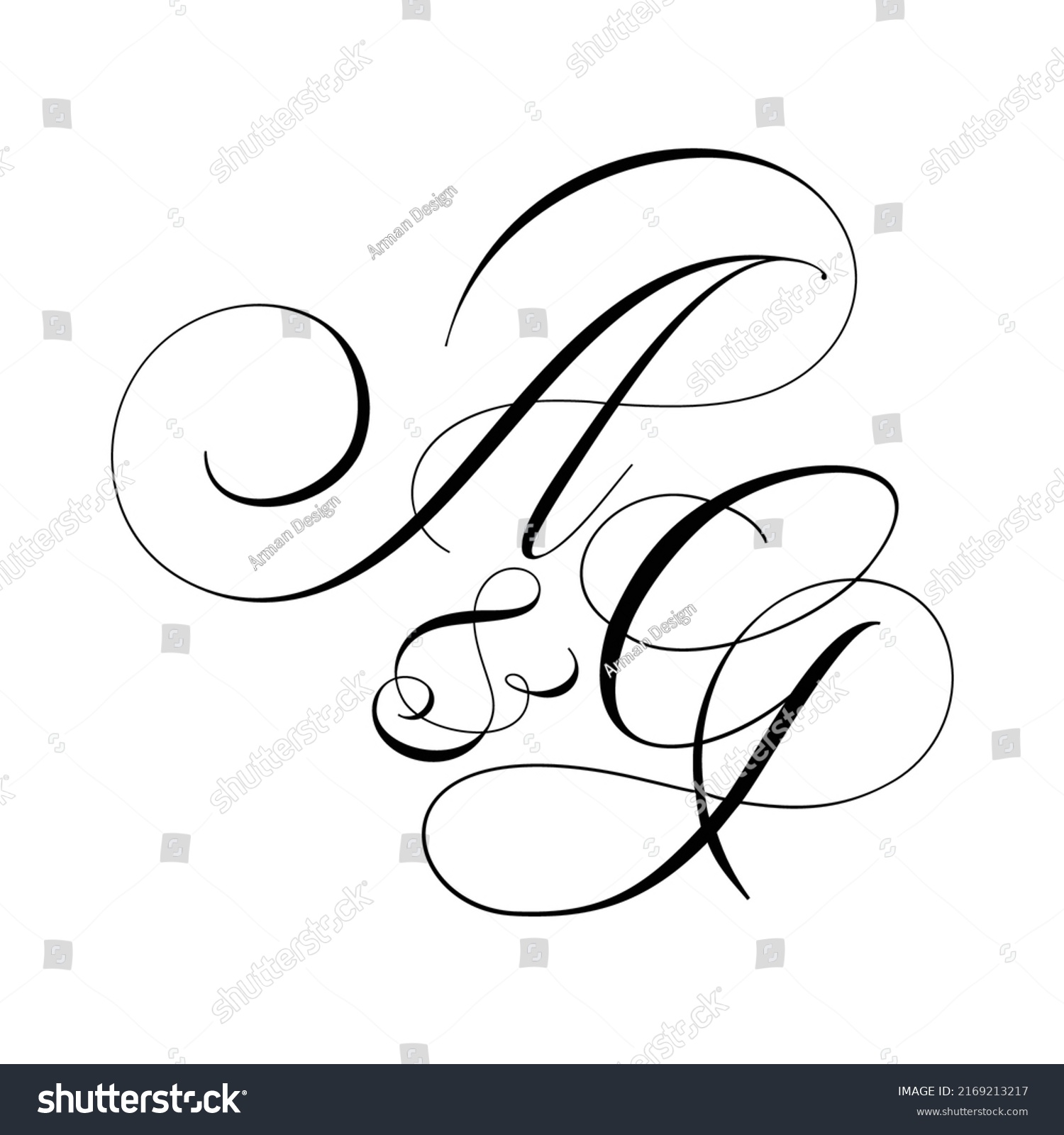 Ag Calligraphy Monogram Initial Letters Logo Stock Vector (Royalty Free ...