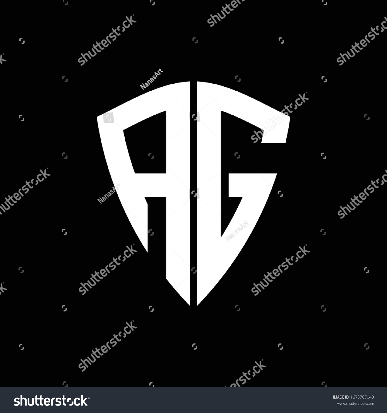 Ag Logo Monogram Shield Shape Design Stock Vector (Royalty Free ...