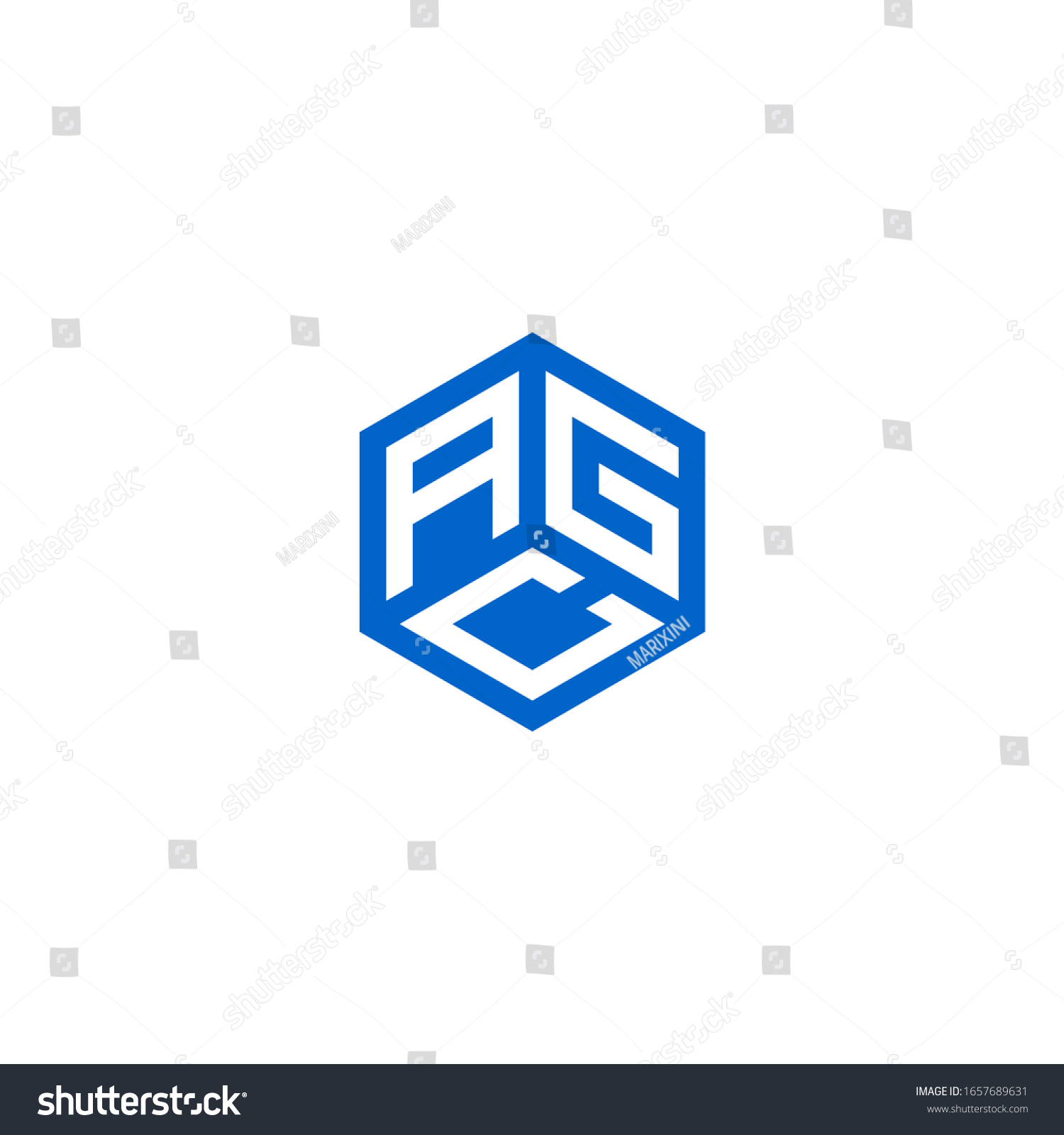 Agc Monogram Logo Hexagon Shape Stock Vector (Royalty Free) 1657689631