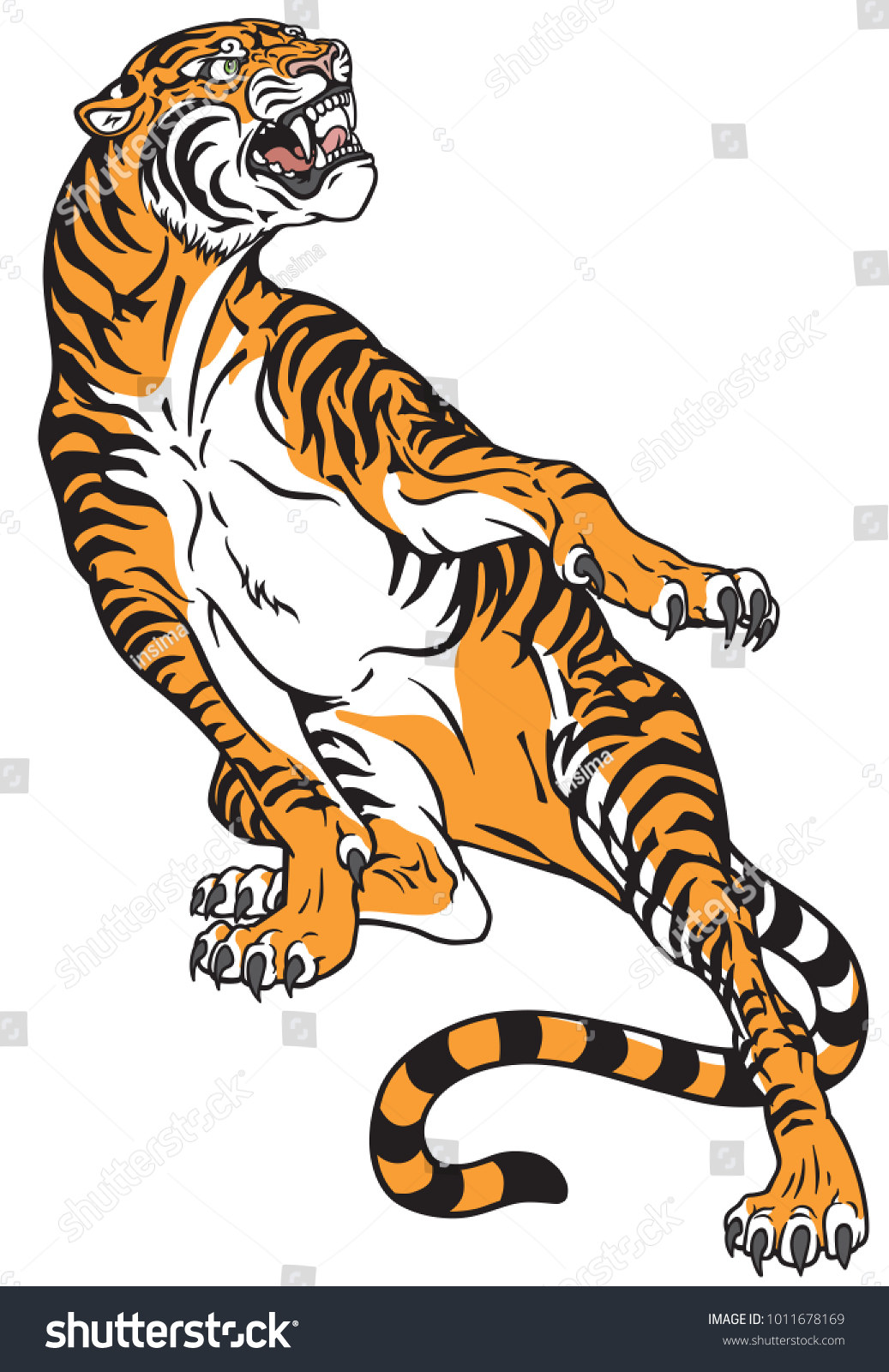 Aggressive Tiger Tattoo Style Vector Illustration Stock Vector (Royalty ...
