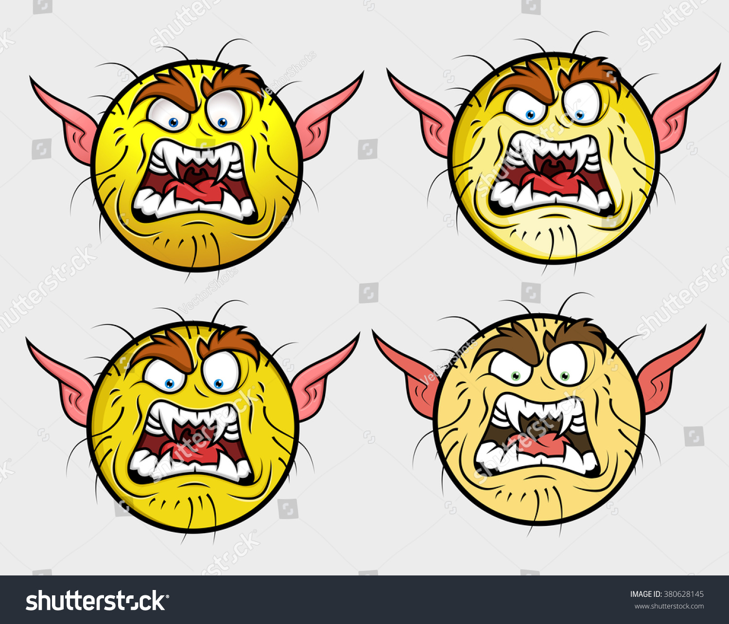 Aggressive Wild Beast Emoticon Set Stock Vector (Royalty Free) 380628145