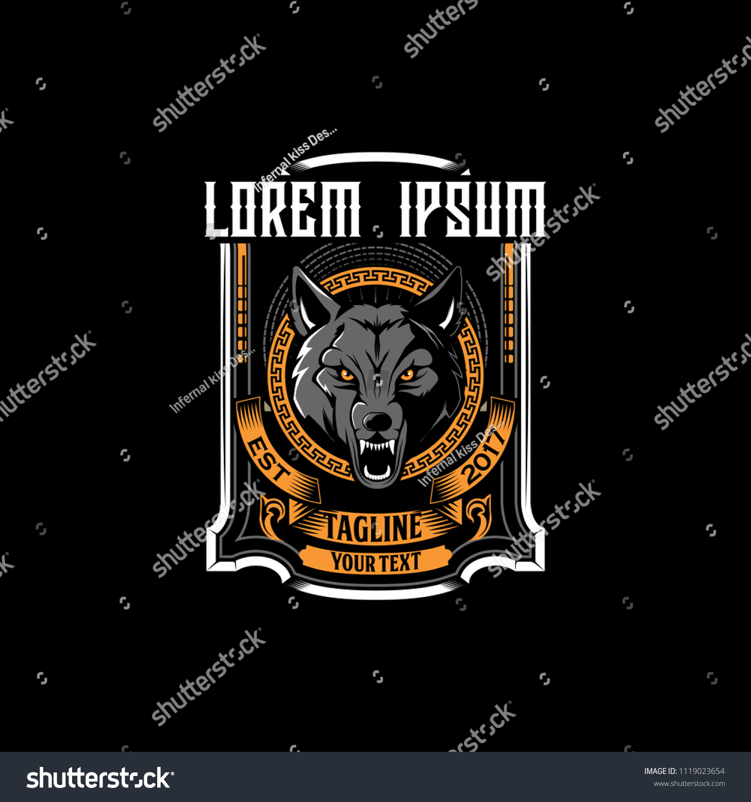 Aggressive Wolf Head Emblem Logo Vector: vector de stock (libre de ...
