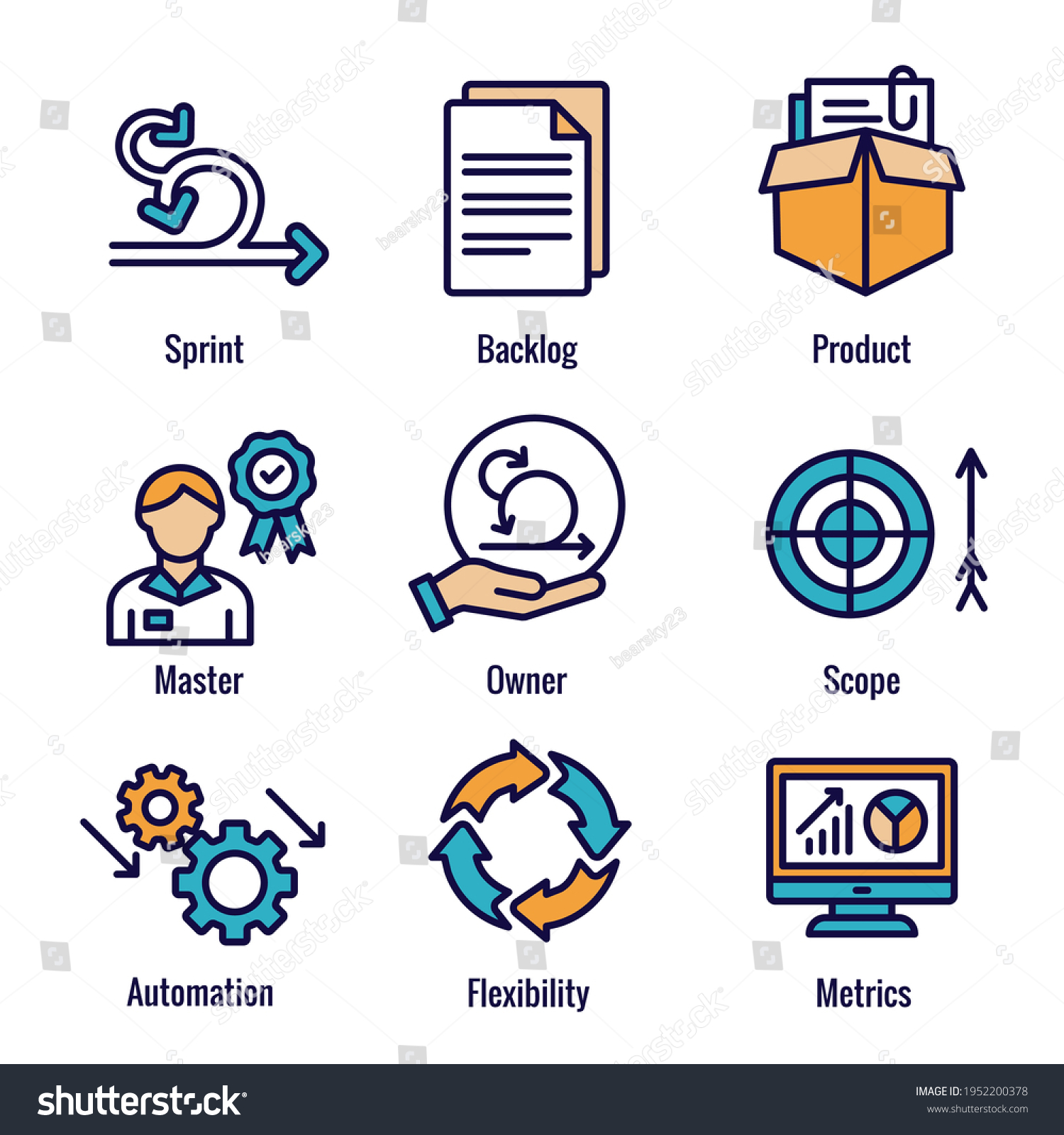 Agile Scrum Process Development Icon Set Stock Vector (Royalty Free ... Agile Scrum Process Development Icon Set Stock Vector (Royalty Free ...