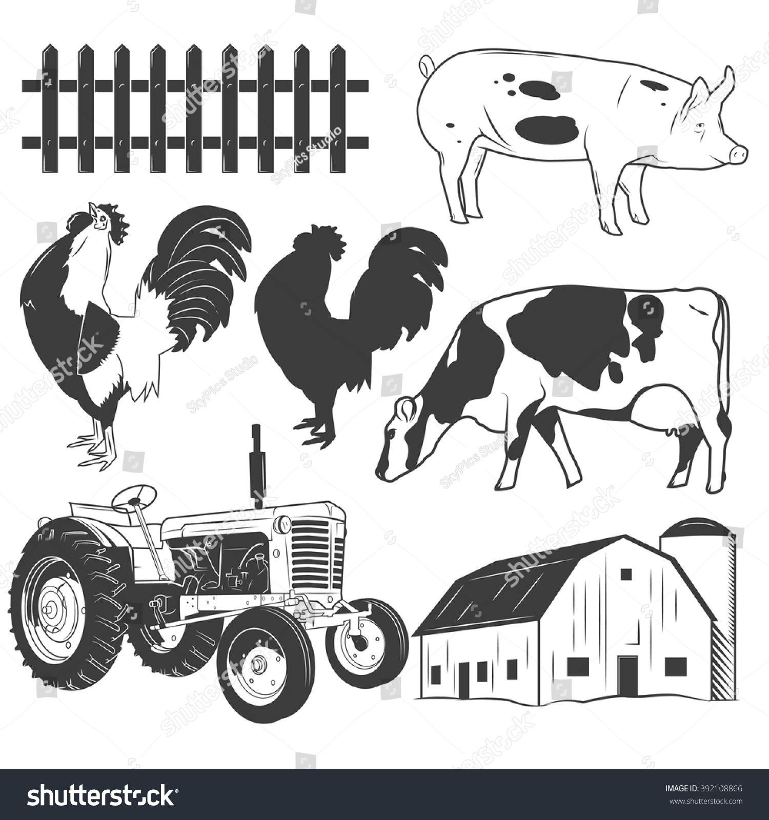 Agricultural Objects Vector Set Isolated On: เวกเตอร์สต็อก (ปลอดค่า ...