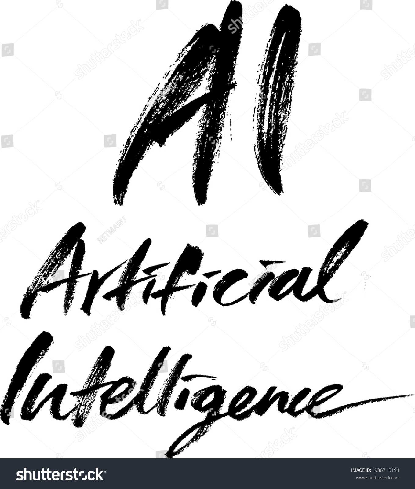Ai Artificial Intelligence Calligraphy Typography Hand Stock Vector ...