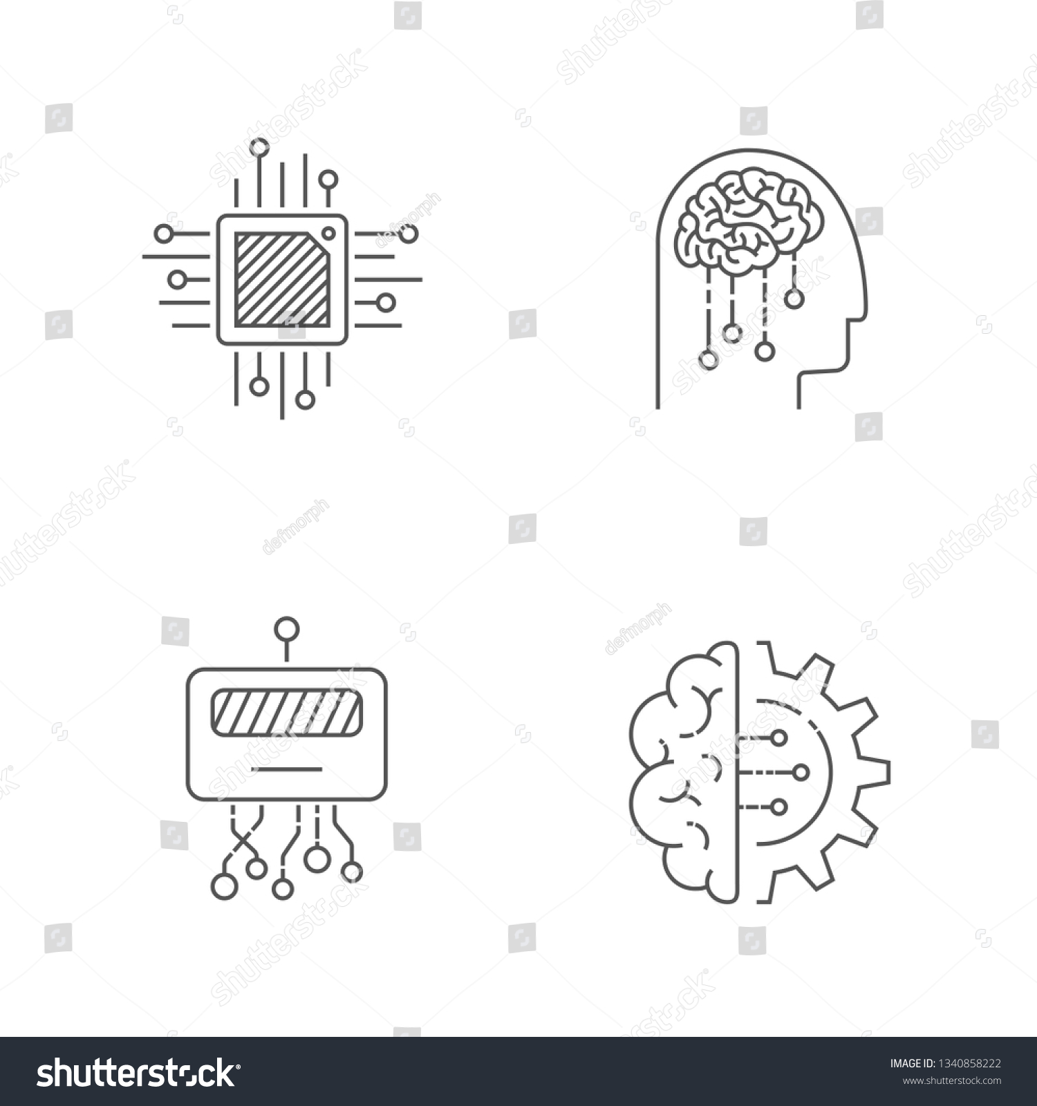 Ai Artificial Intelligence Icon Set Editable: เวกเตอร์สต็อก (ปลอดค่า ...