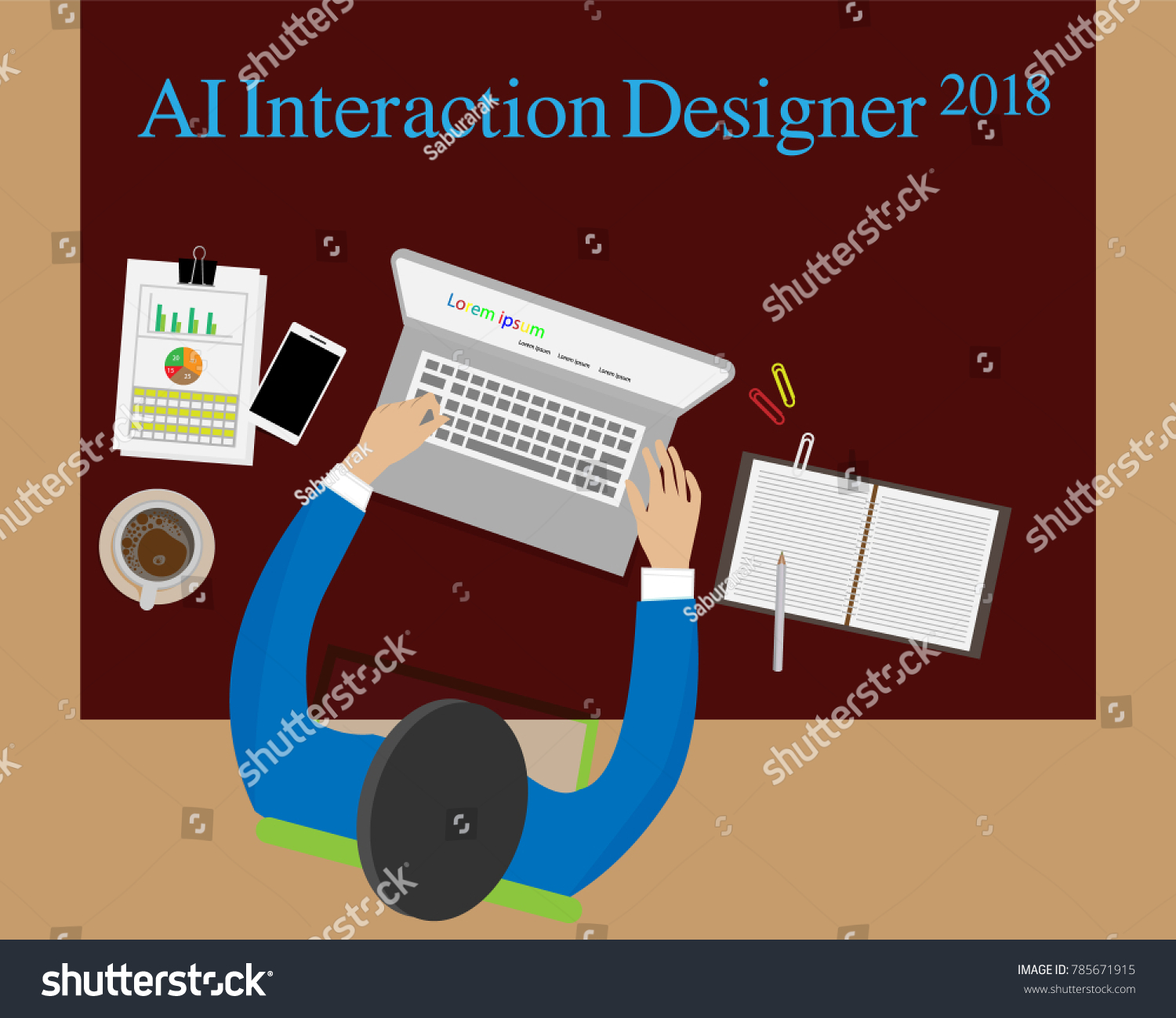 Ai Interaction Designer Concept Work Place Stock Vector (Royalty Free ...