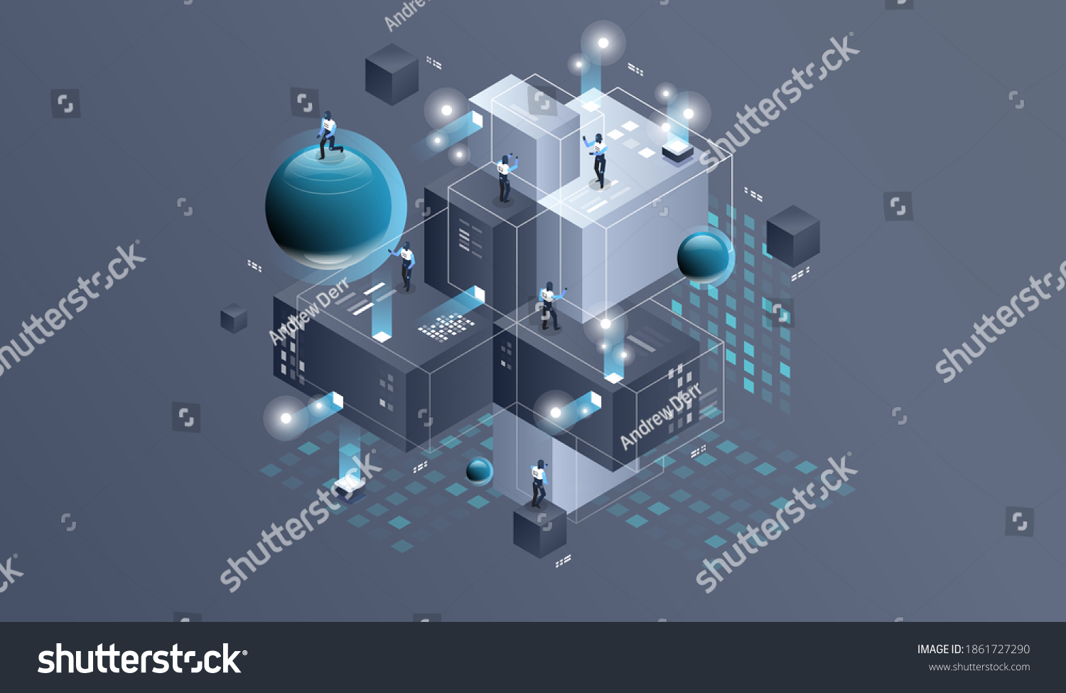 Ai Learning Concept Datacenter Isometric Vector Stock Vector (Royalty ...