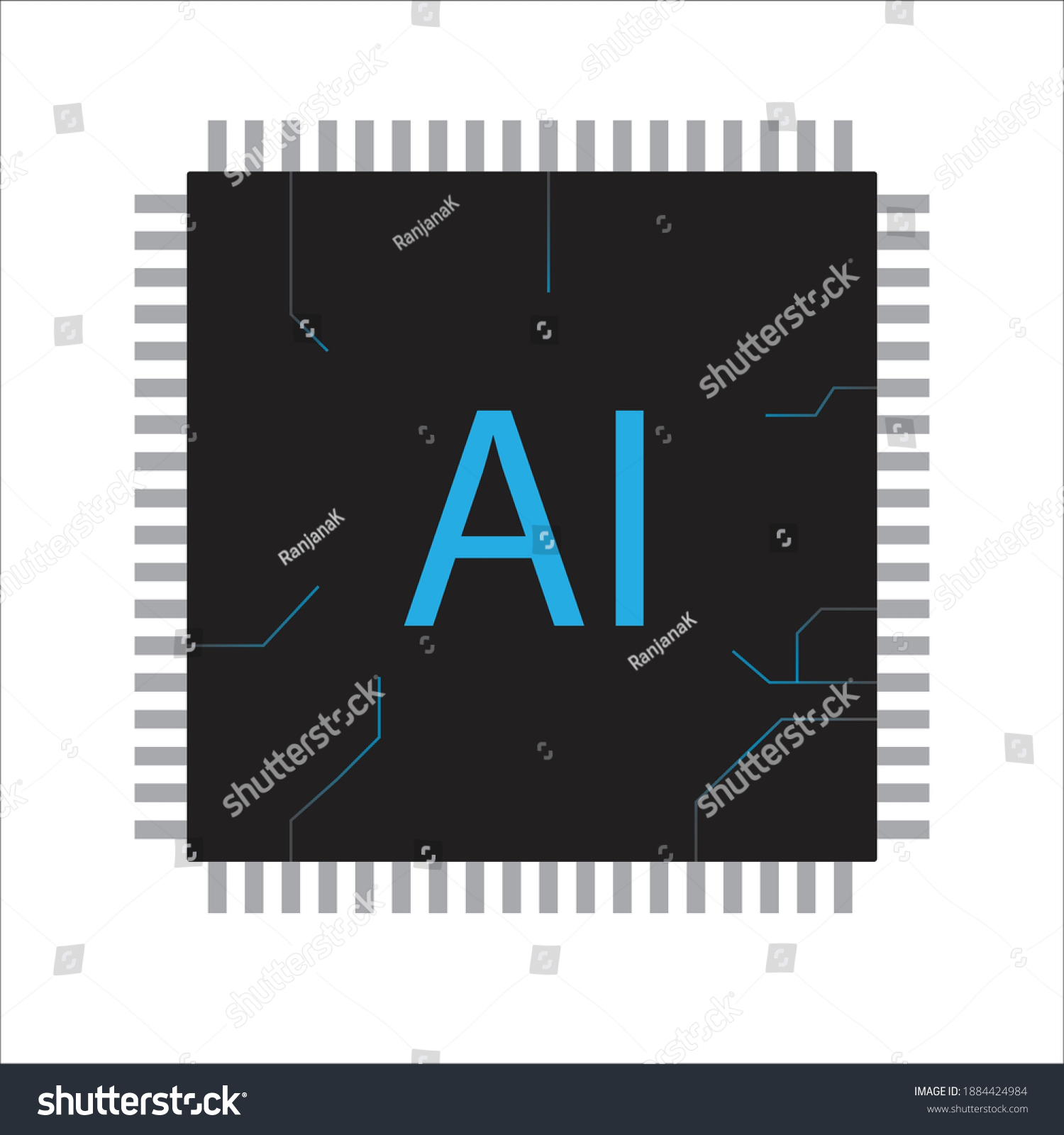 Ai Micro Chip Icon Logo Stock Vector (Royalty Free) 1884424984