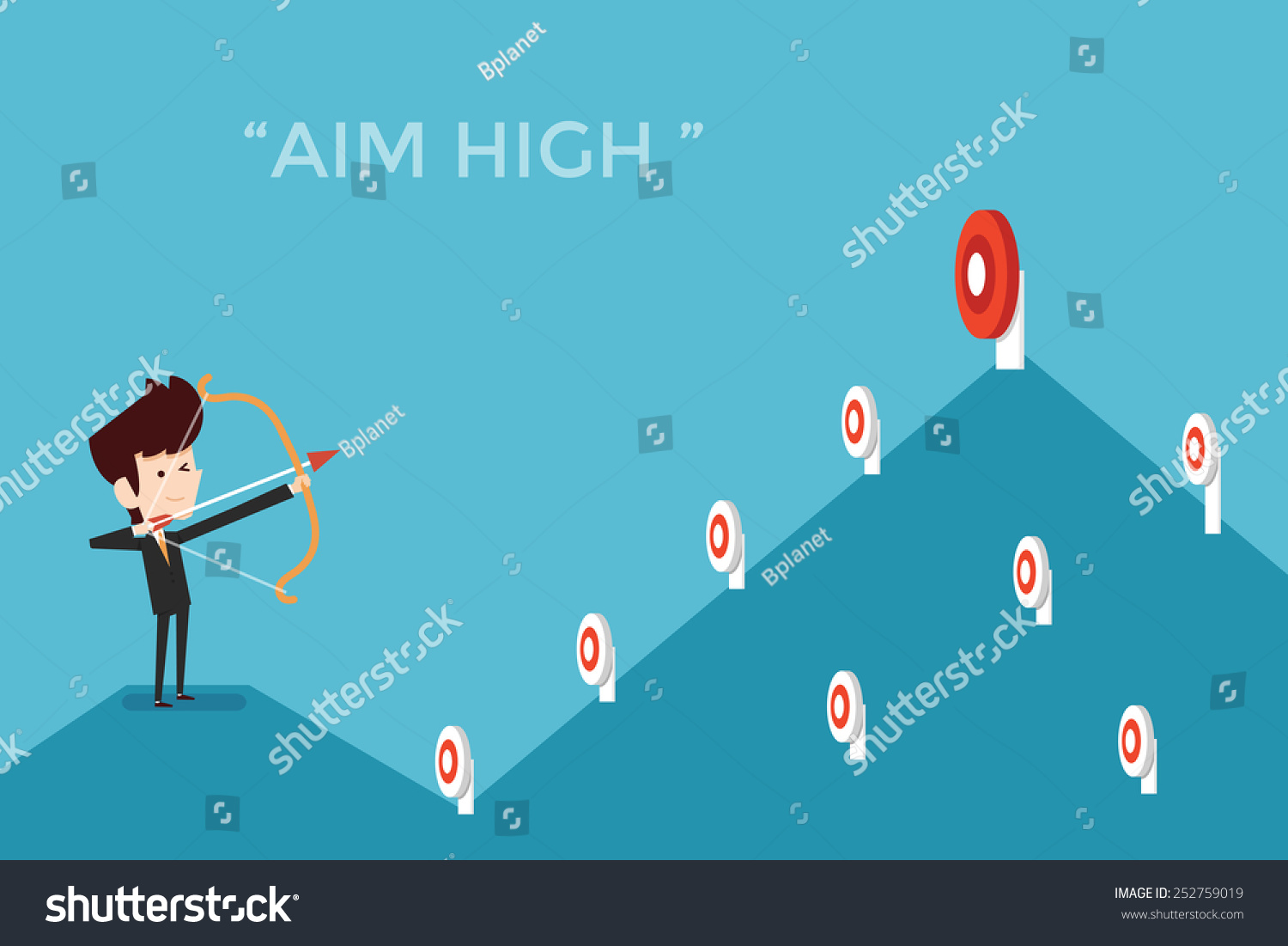 Aim High Concept Flat Designs Cartoon Stock Vector 252759019 - Shutterstock