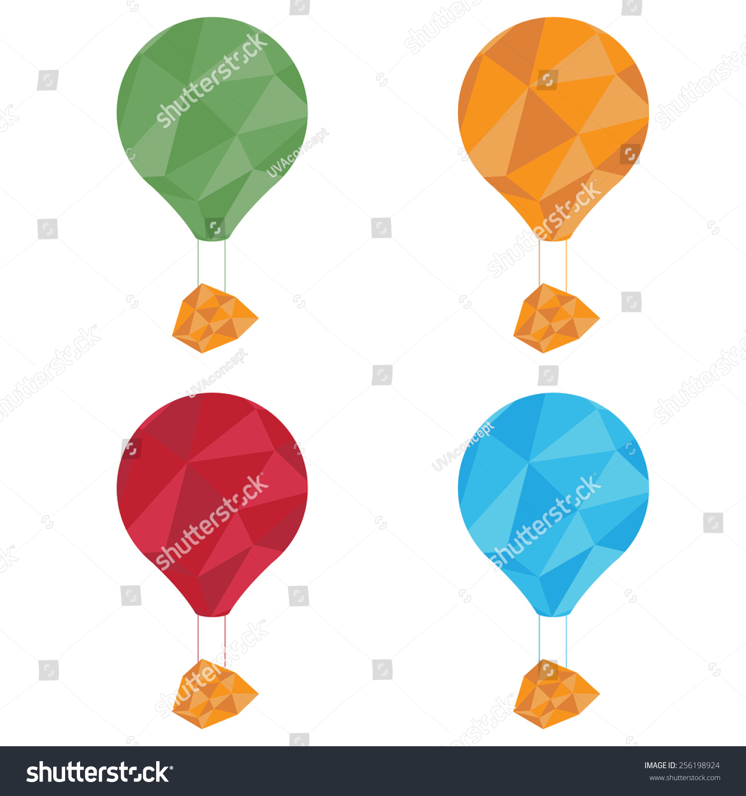 Air Balloons Set Polygon Art Stock Vector (Royalty Free) 256198924