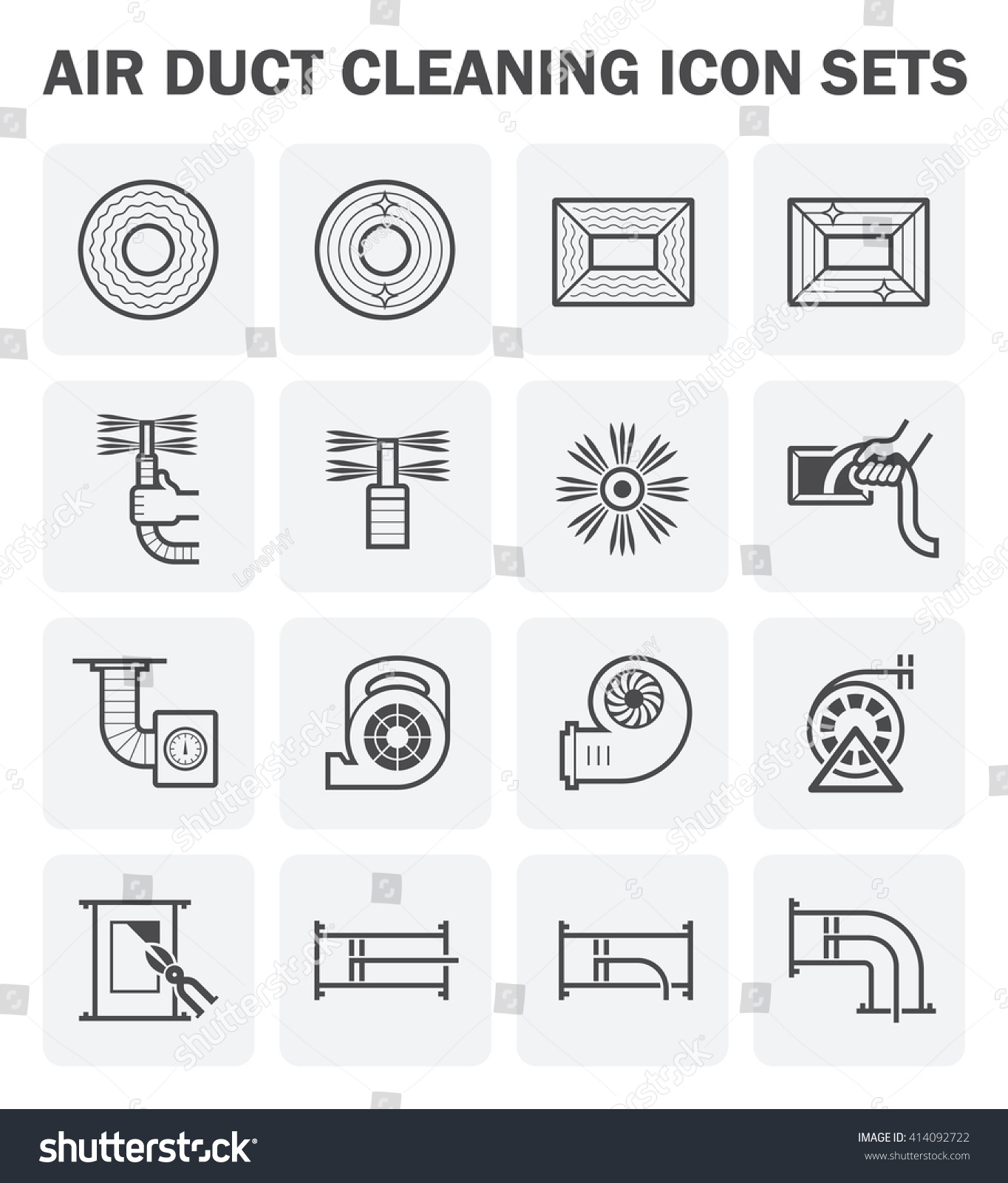Air Duct Cleaning Vector Icon Sets Stock Vector (Royalty Free ...