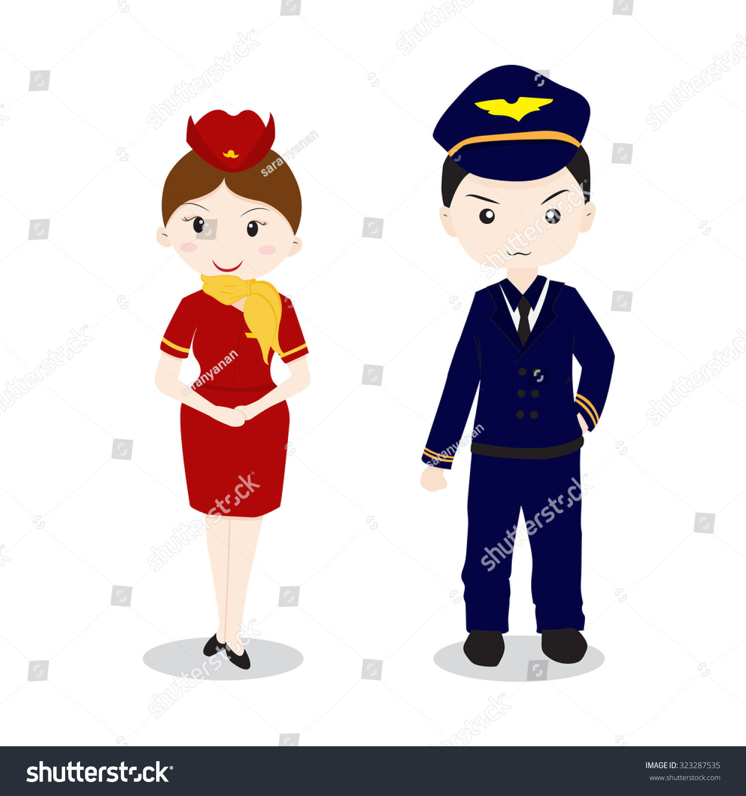 Air Hostess Pilot Cartoon Stock Vector (Royalty Free) 323287535 ...
