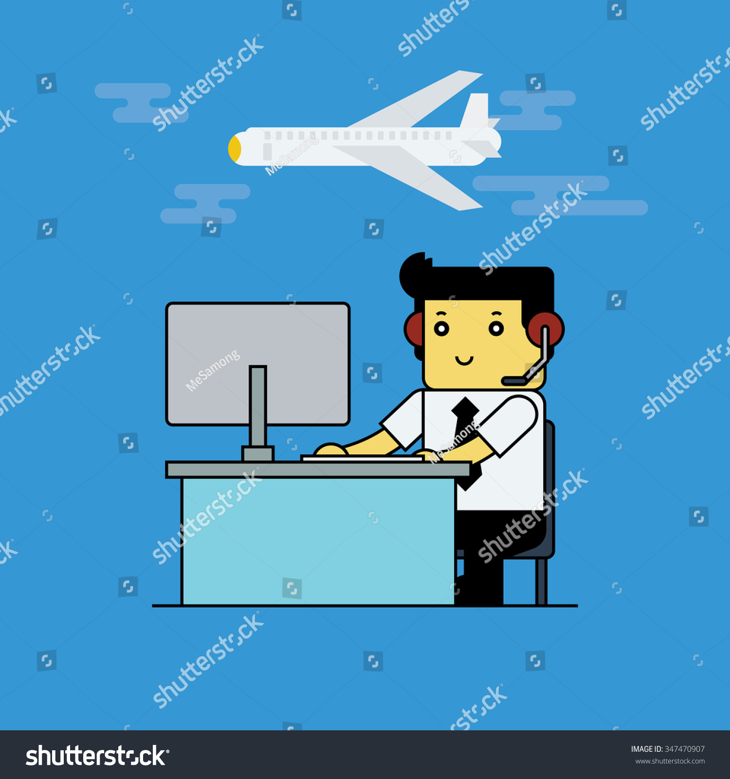 Air Traffic Controller Cartoon Vector Illustration: Vector có sẵn (miễn ...