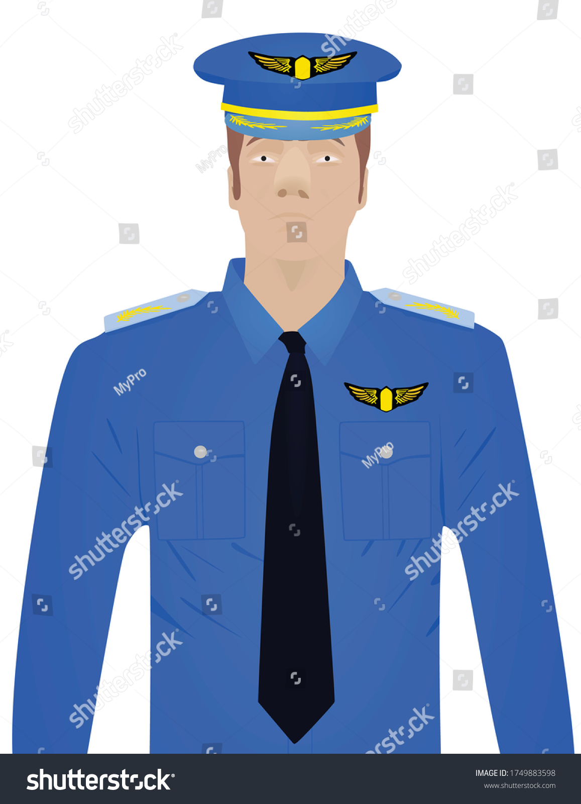Airplane Captain Front View Vector Illustration Stock Vector (Royalty ...