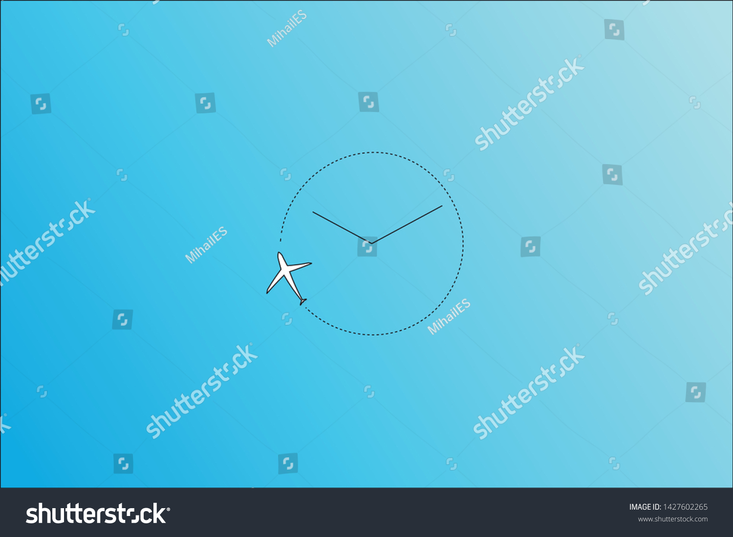 Airplane Clock Blue Background Time Hour Stock Vector (Royalty Free ...
