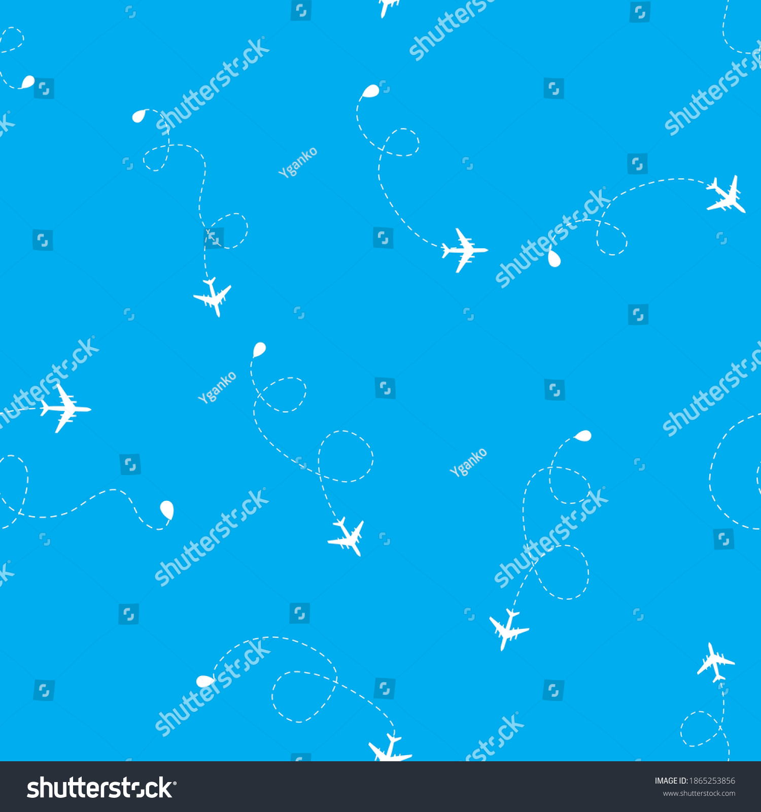 Airplane Dotted Flight Seamless Pattern Background Stock Vector ...
