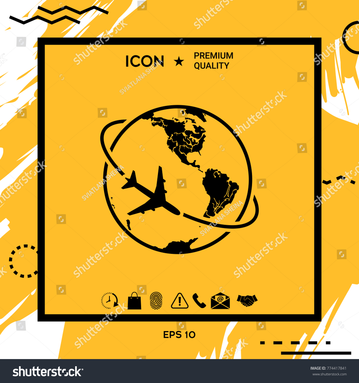 Airplane Fly Around Planet Earth Logo Stock Vector (Royalty Free ...