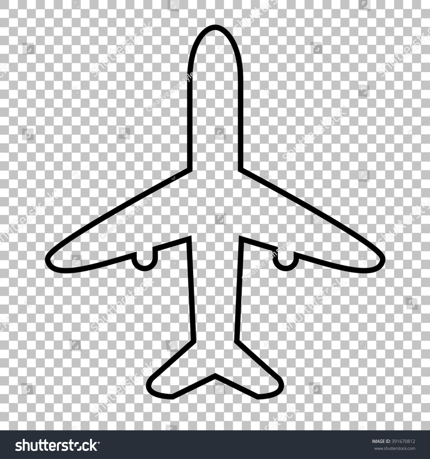 Airplane Line Vector Icon On Transparent Stock Vector (Royalty Free ...