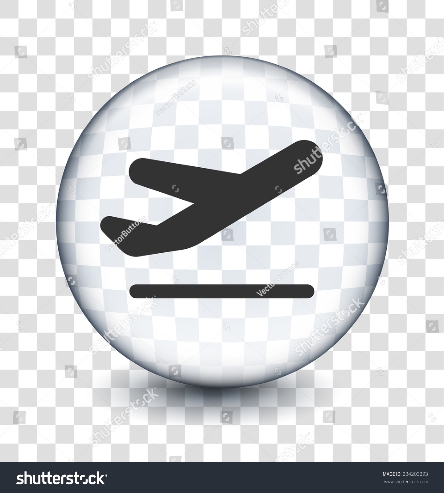 Airplane On Transparent Round Button Stock Vector (Royalty Free ...
