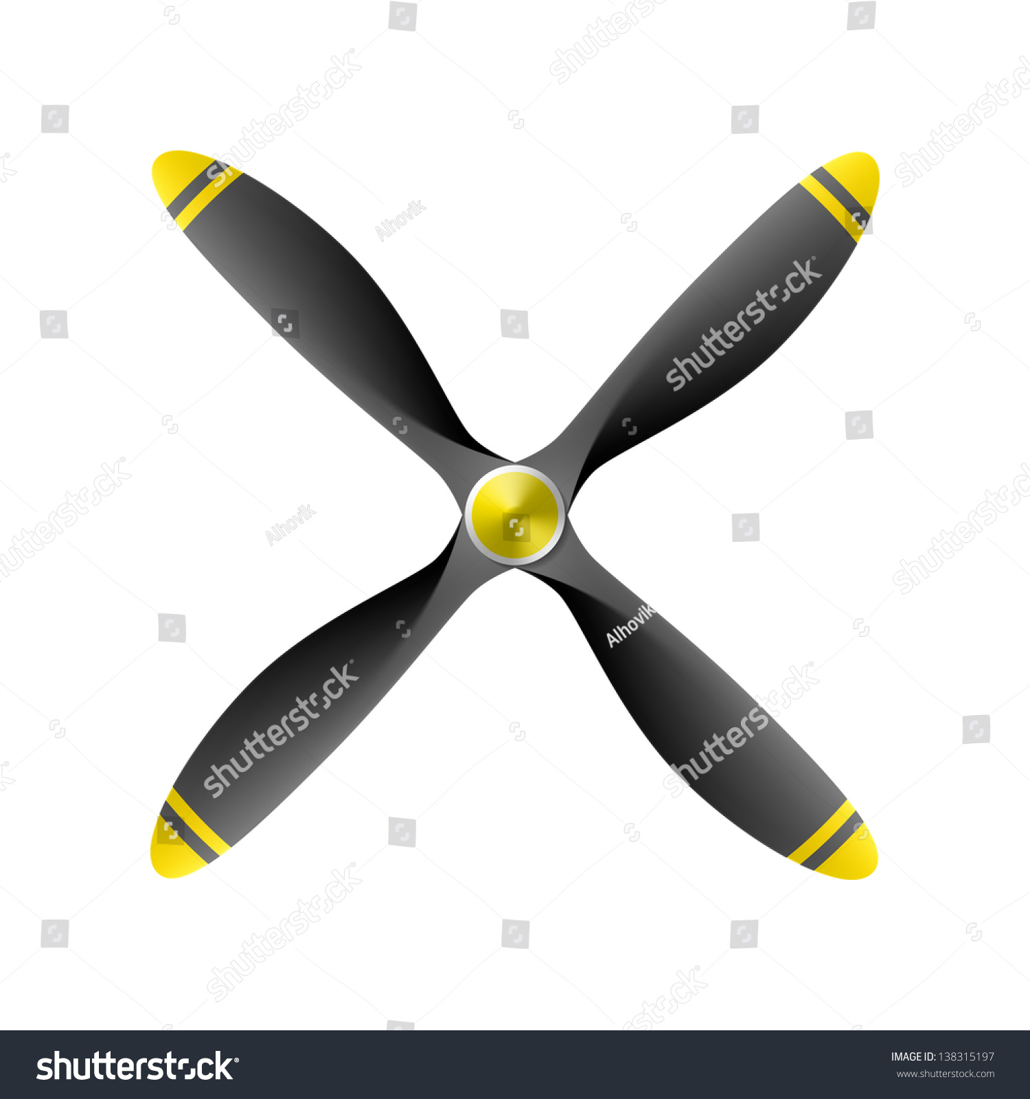 Airplane Propeller 4 Blades Vector Stock Vector (Royalty Free) 138315197