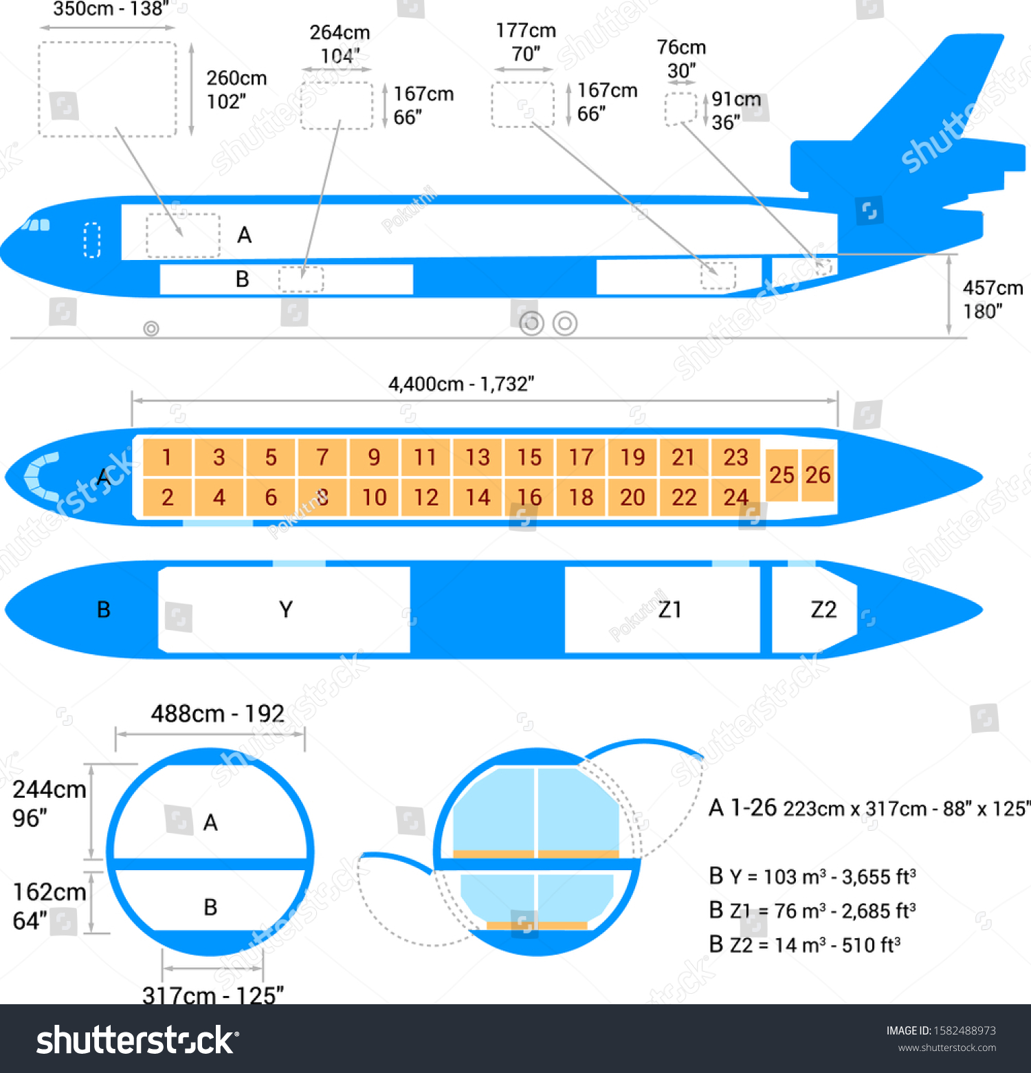 Airplane Scheme Cargo Aircraft Guide Stock Vector (Royalty Free) 1582488973