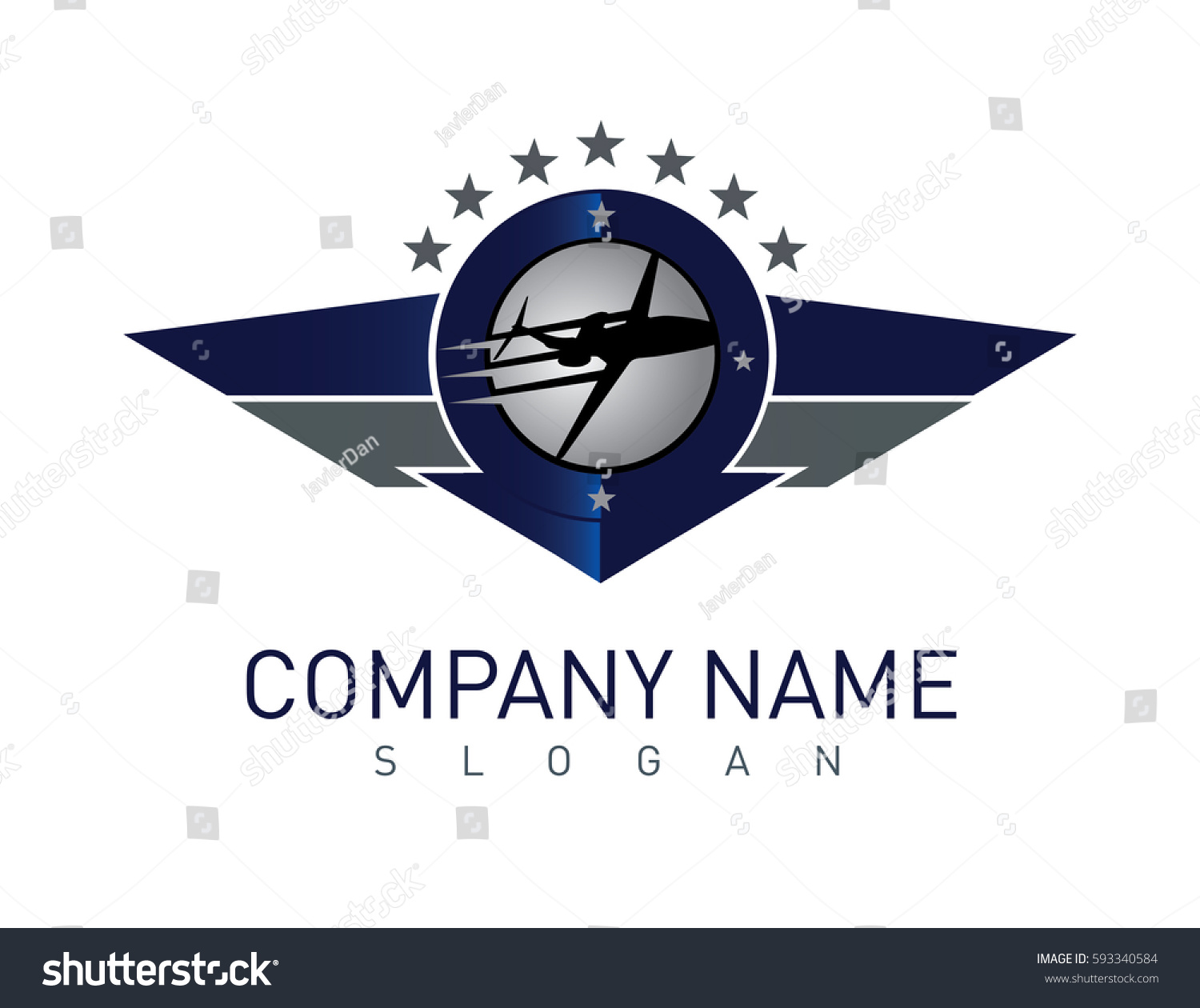 Airplane Shield Logo Stock Vector (Royalty Free) 593340584