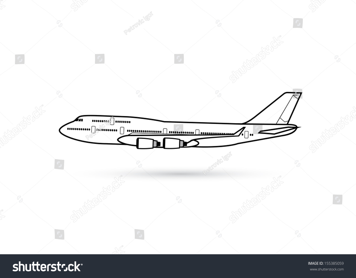 Airplane - Side View - Vector Illustration - 155385059 : Shutterstock