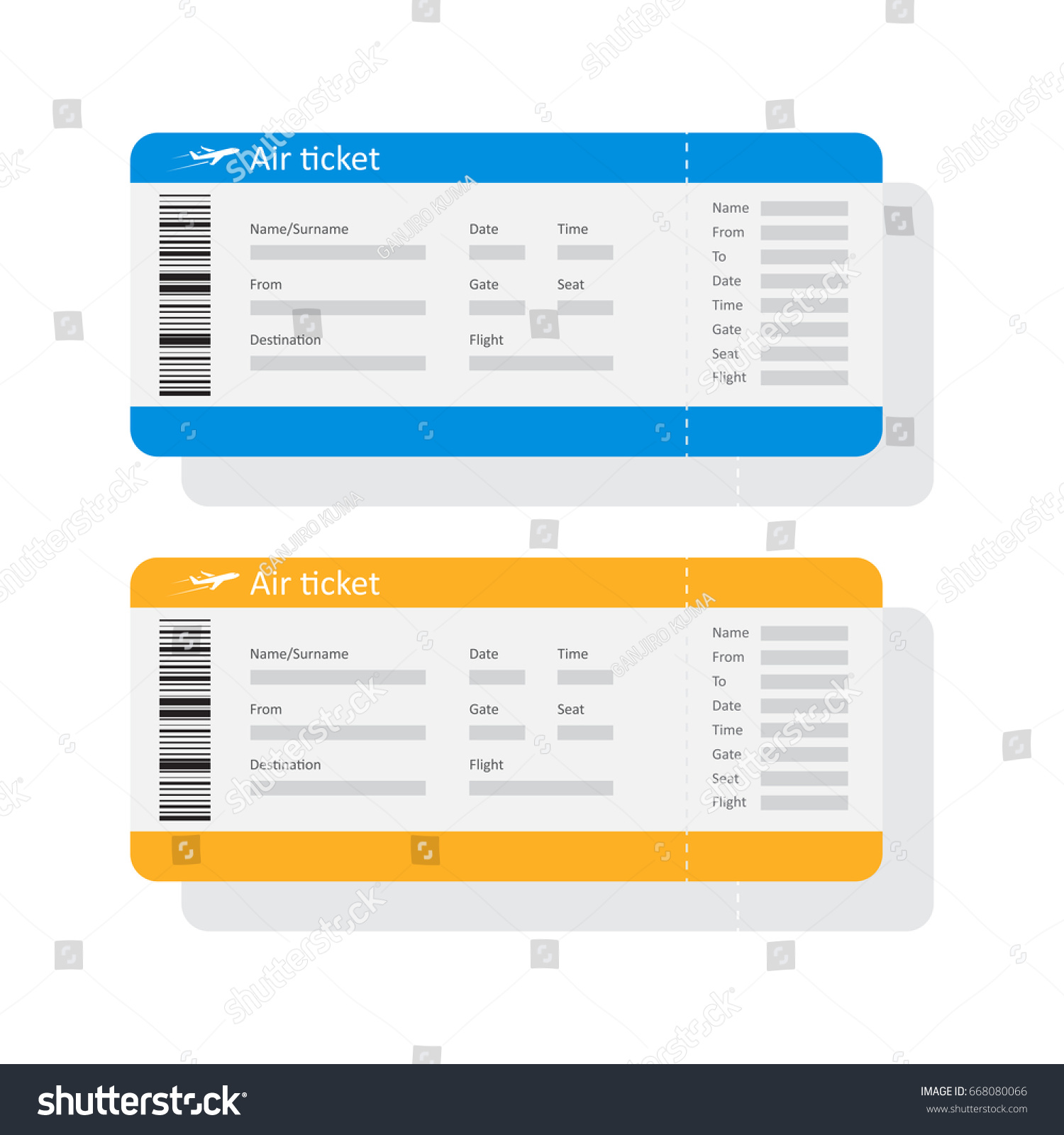 Airplane Tickets Vector Illustration Stock Vector (Royalty Free) 668080066