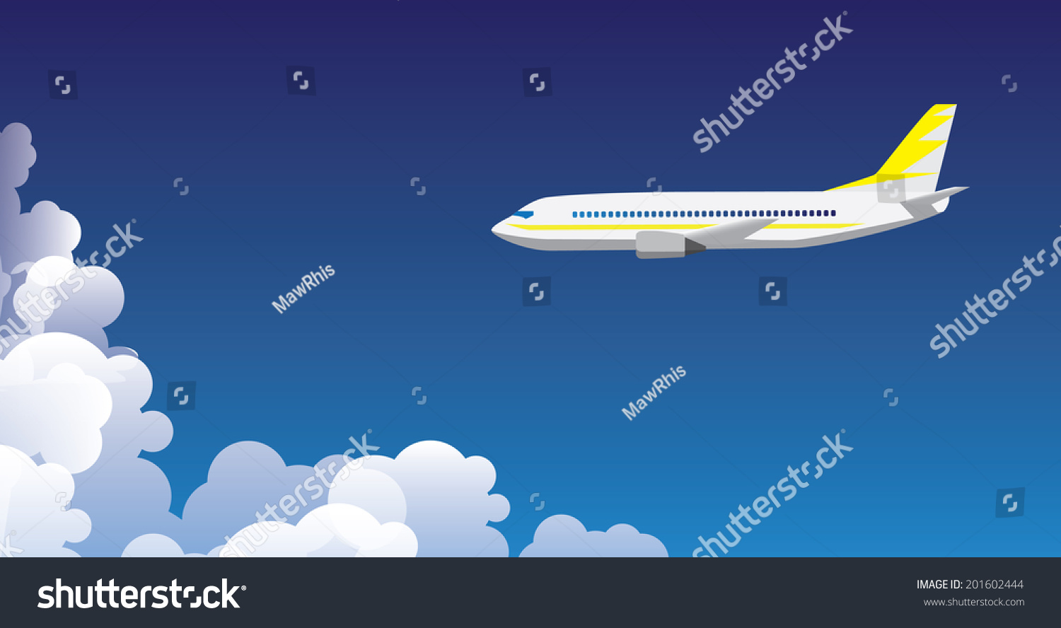 Airplane Vector Background Illustration Clouds Sky: เวกเตอร์สต็อก (ปลอด ...